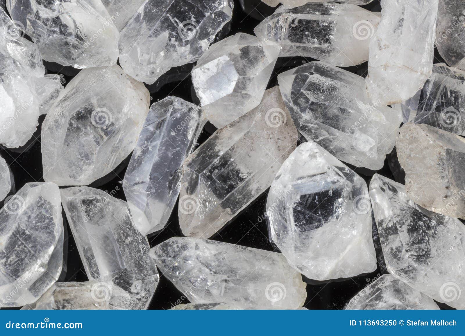 Several Chunks of Beautiful Quartz Crystal with Black Background Stock ...