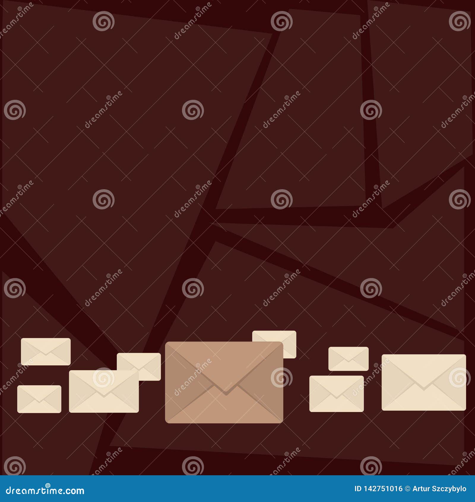 Several Closed Color Envelopes with Big One in Middle. Letter Casing in ...