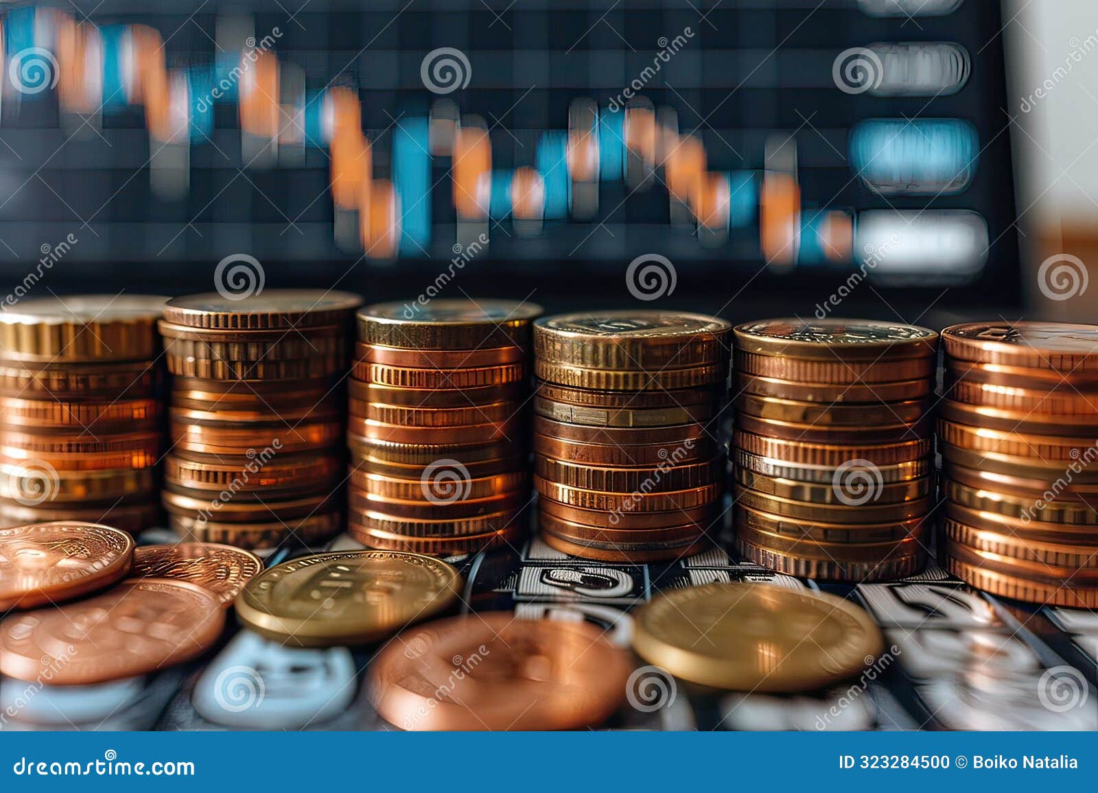 Several Coins are Piled Up Vertically on a Table Surface Stock Photo ...