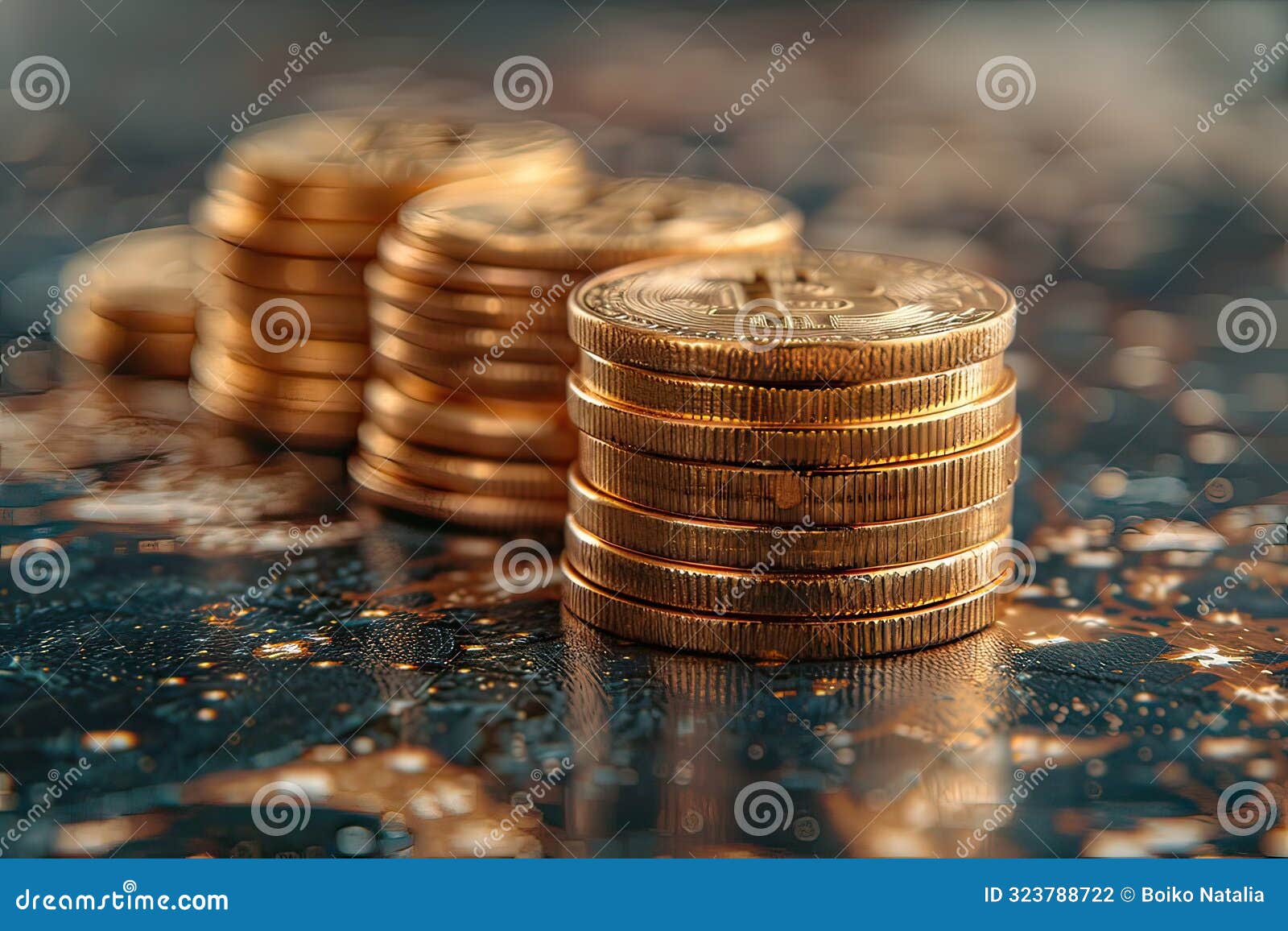 Several Coins are Piled Up Vertically on a Table Surface Stock Photo ...