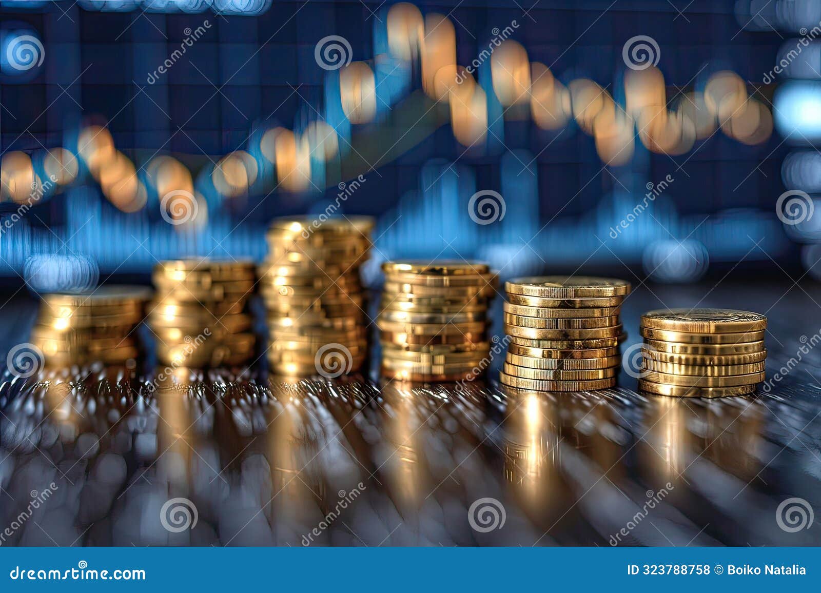 Several Coins are Piled Up Vertically on a Table Surface Stock Photo ...