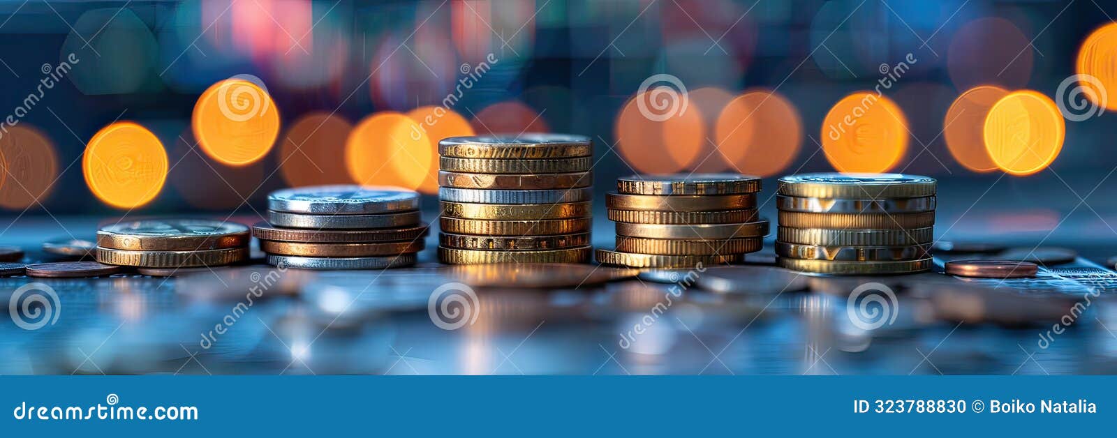 Several Coins are Piled Up Vertically on a Table Surface Stock Photo ...