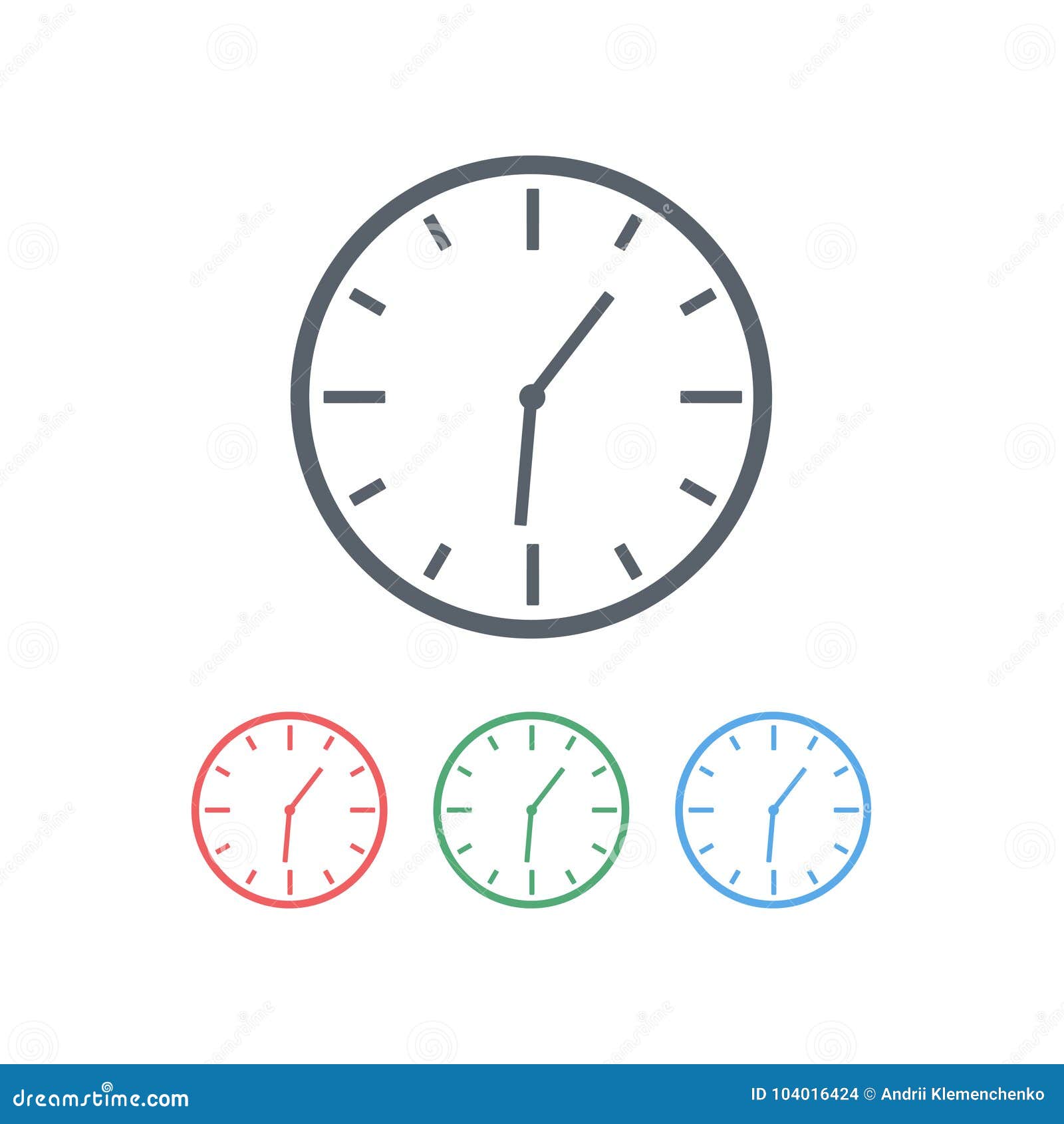 Icon Set of Clock are Round Shape and with a Dial. the Concept of Time ...