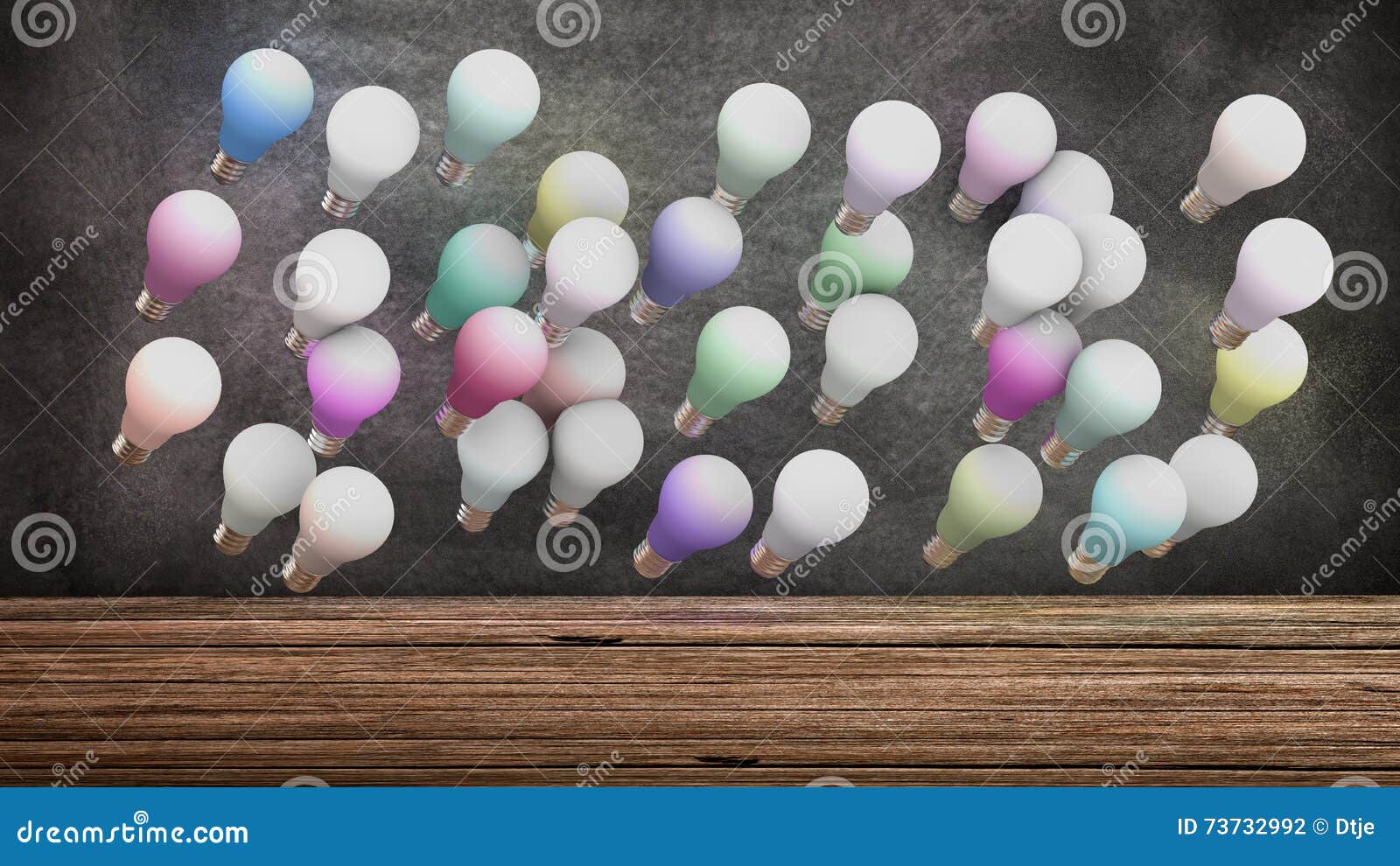 Several Colored Light Bulbs in the Air. 3D Rendering Stock Illustration ...