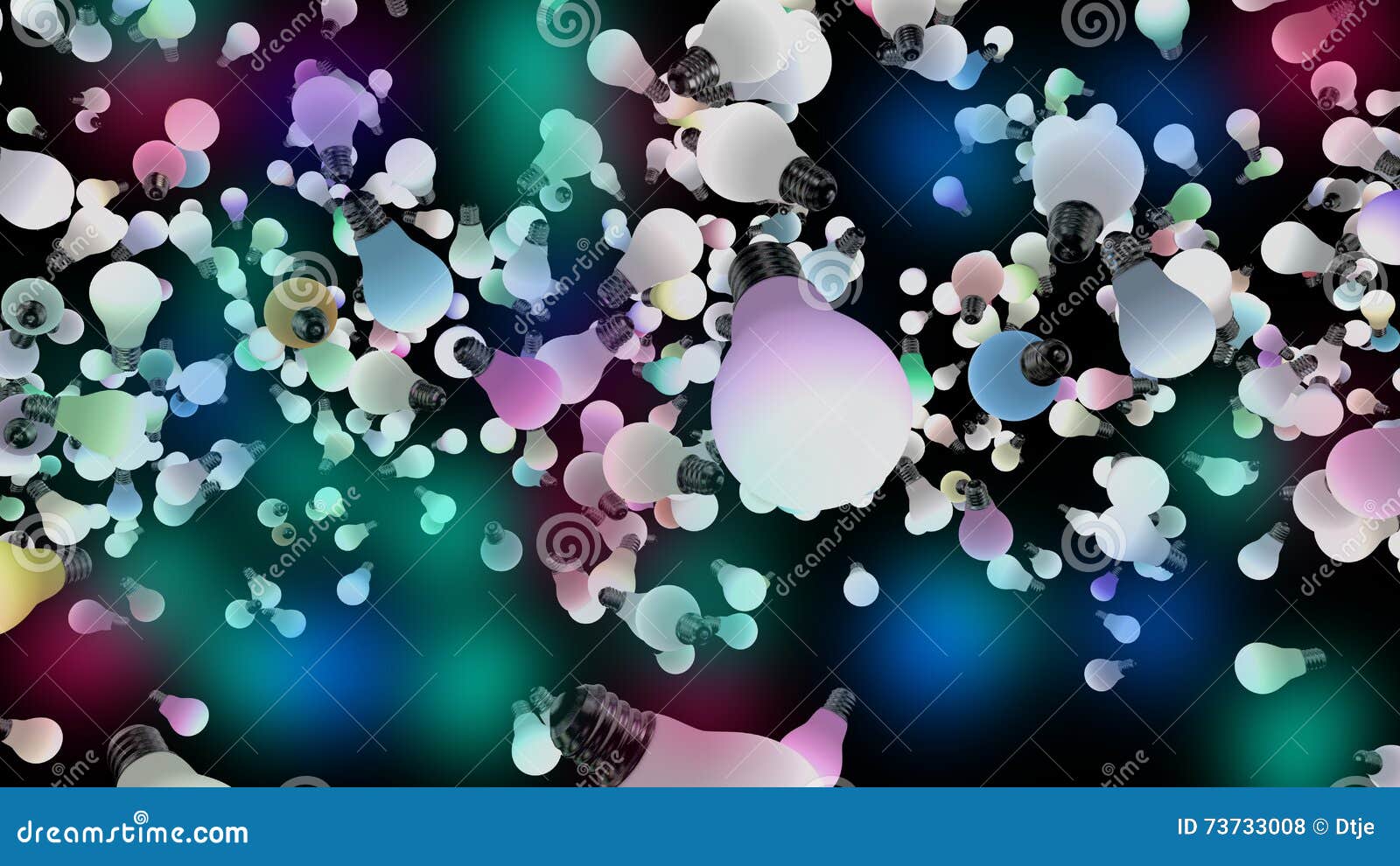 Several Colored Light Bulbs in the Air. 3D Rendering Stock Illustration ...