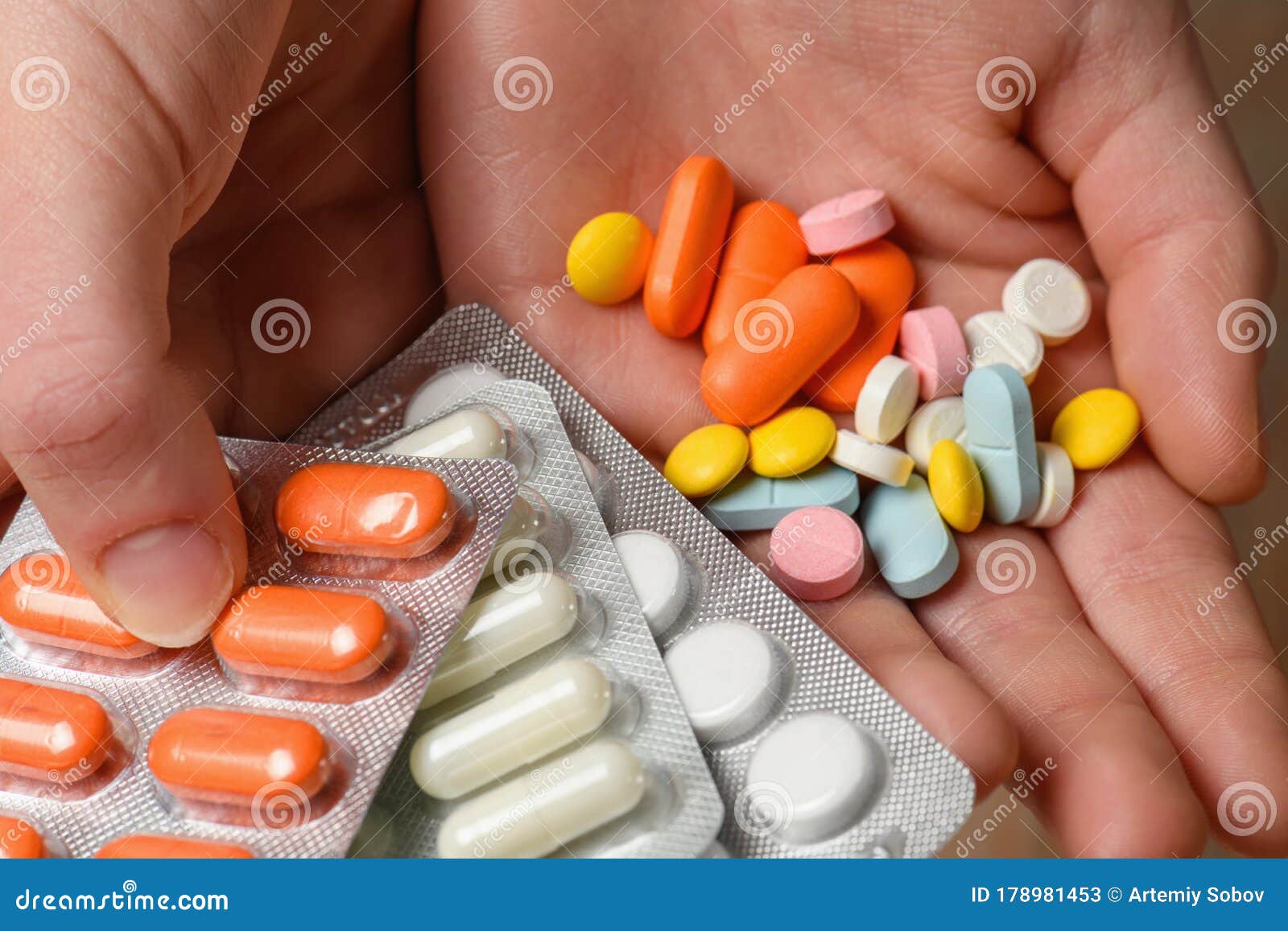 Several Colored Tablets in Hand Close-up. Concept of Assistance in Case ...