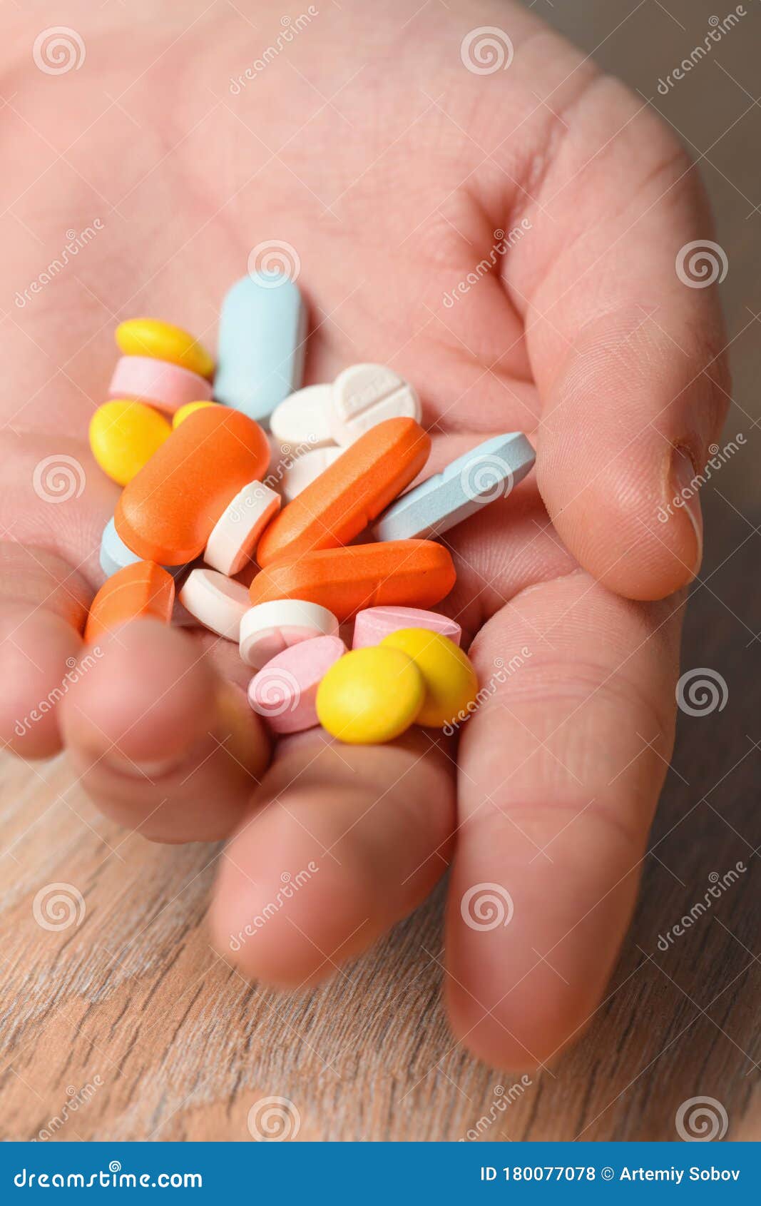 Several Colored Tablets in Hand Close-up. Concept of Assistance in Case ...