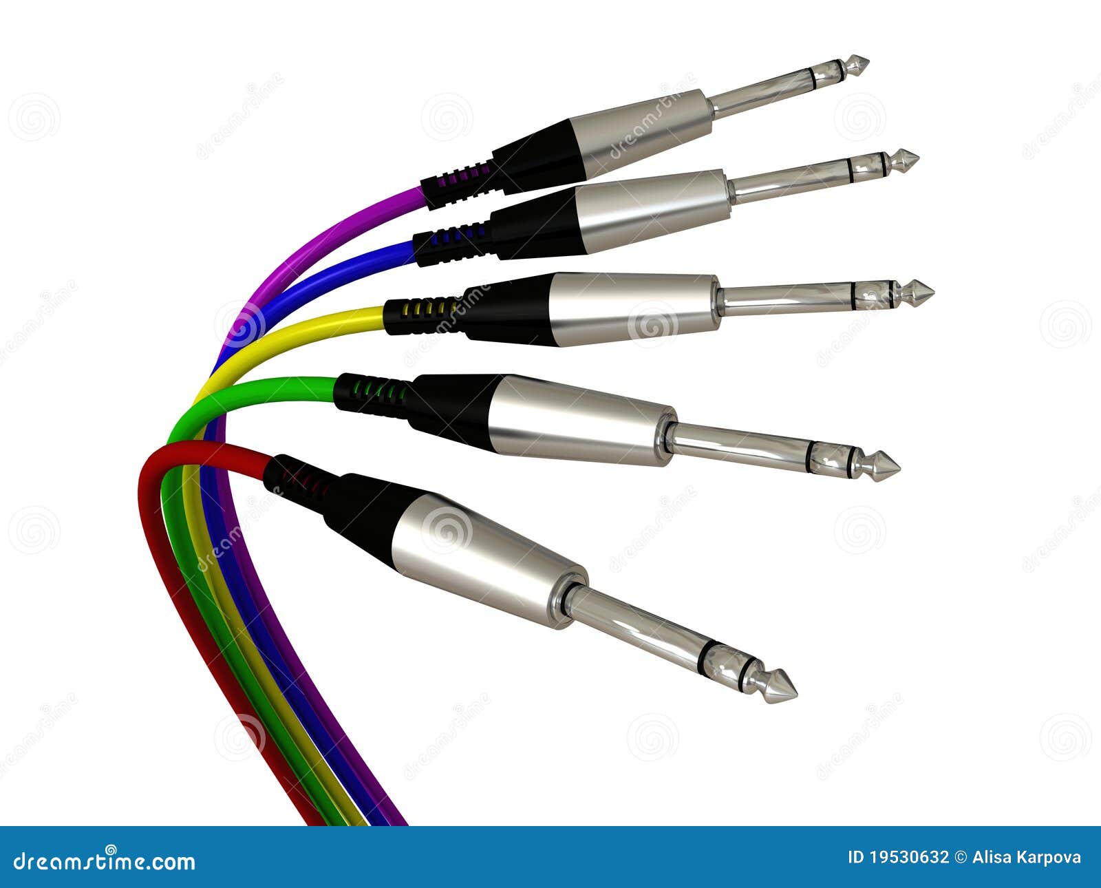 Several Colored Wires with Jack Plugs Stock Photo - Image of equipment ...