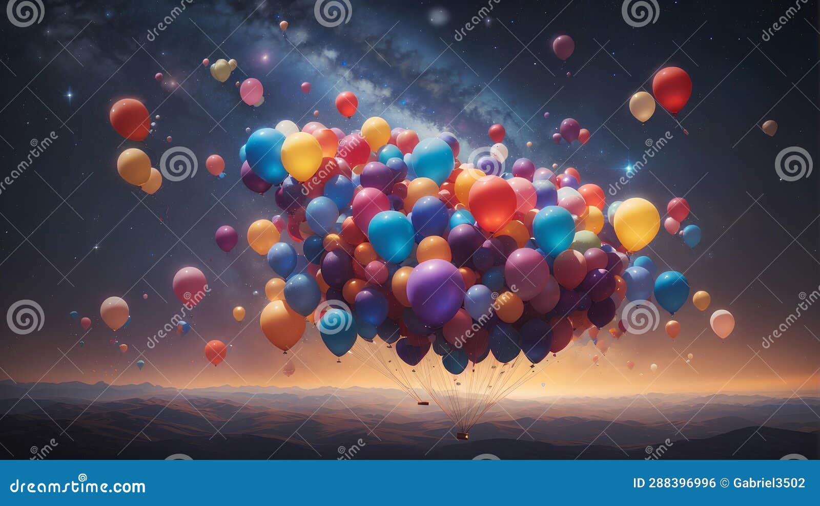 Colorful Balloons Floating High in the Sky Stock Illustration ...