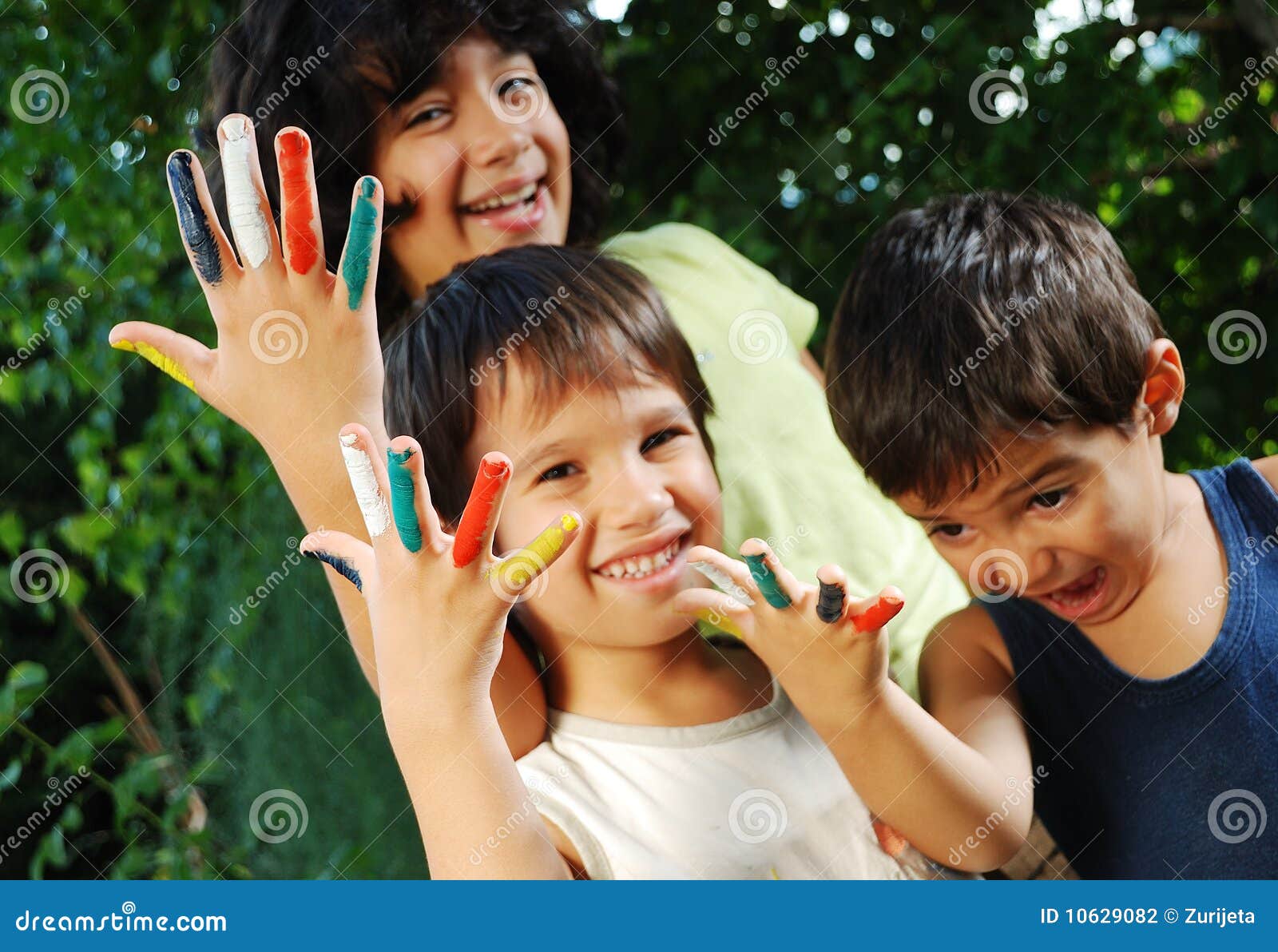 Several Colors on Children Fingers Outdoor Stock Photo - Image of ...