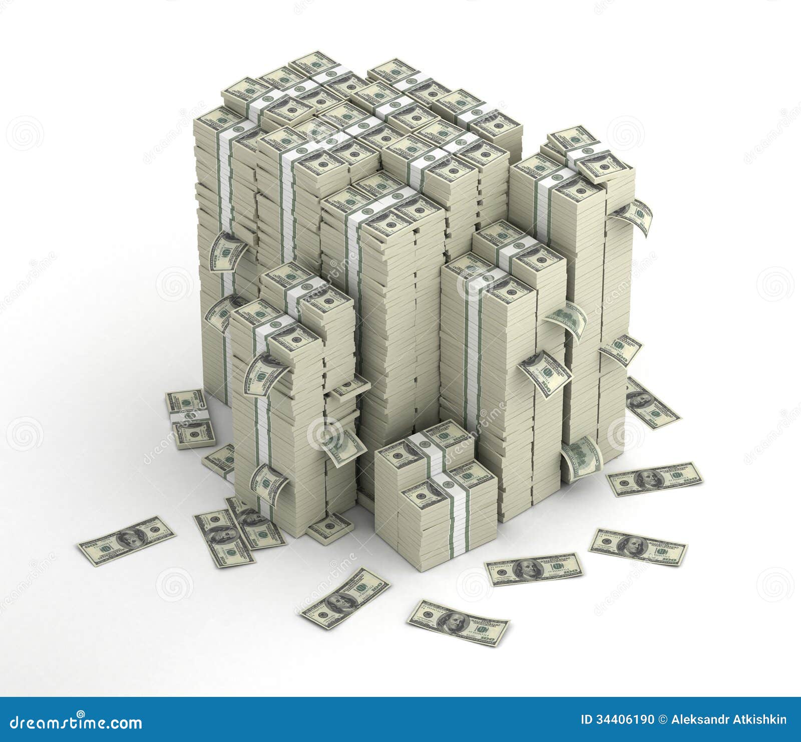Several Columns of Dollars Money Packs Stock Illustration ...