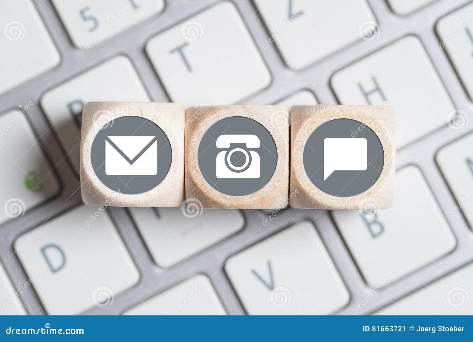 Several Contact Options As Icon on Little Cubes on Keyboard Stock Image ...