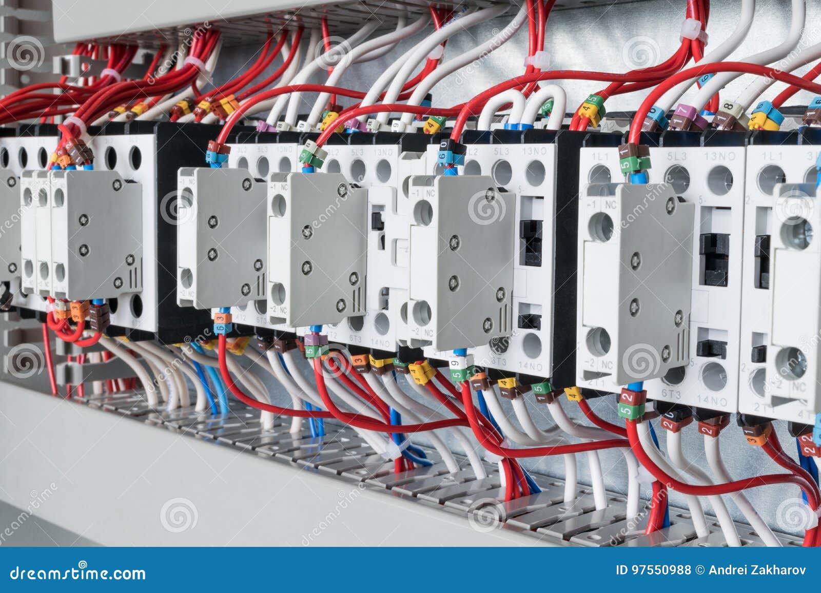 Contactors With Front Auxiliary Contacts Mounted On The Rail On The ...