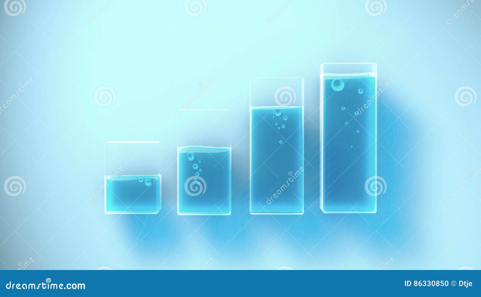 Several Containers with Different Liquid Levels. 3D Rendering Stock ...