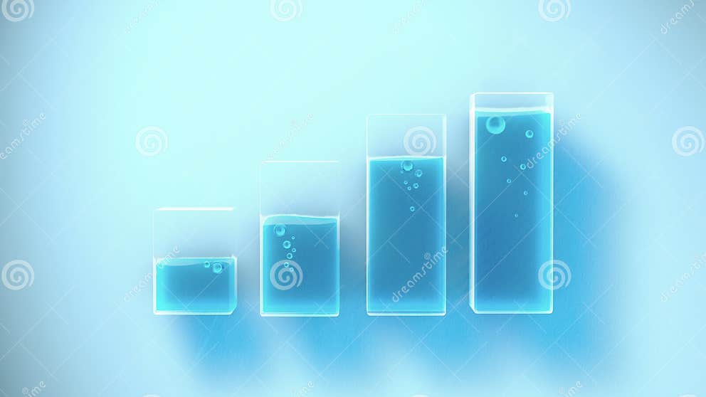 Several Containers with Different Liquid Levels. 3D Rendering Stock ...