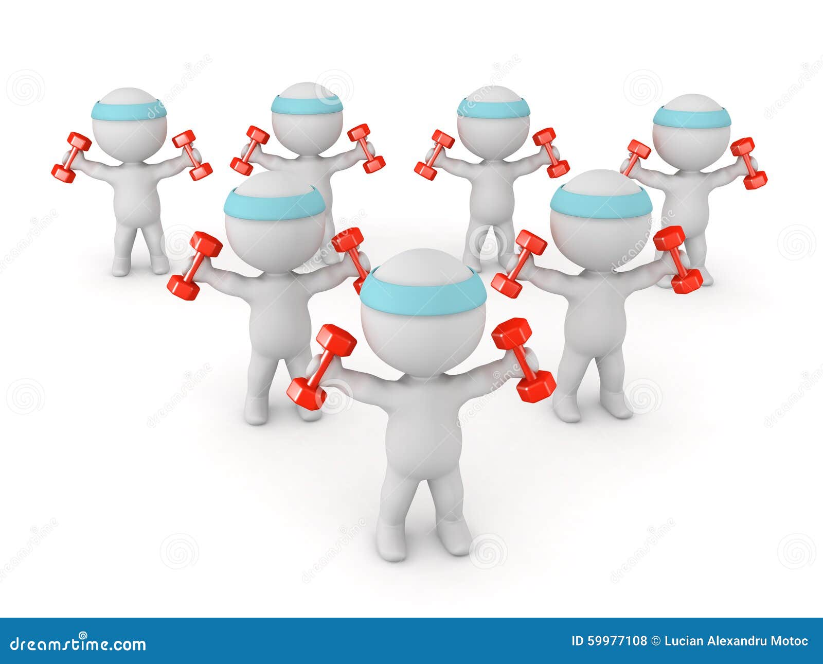 Several 3D Characters Working Out with Weights Stock Illustration ...