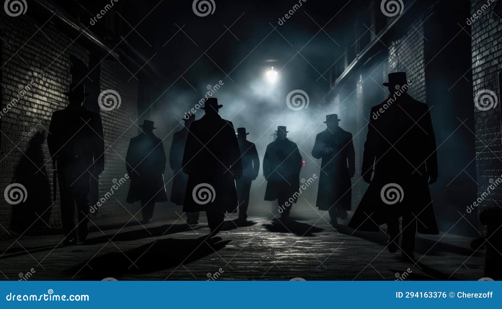 Several Dark Silhouettes of Criminal People Stock Illustration ...