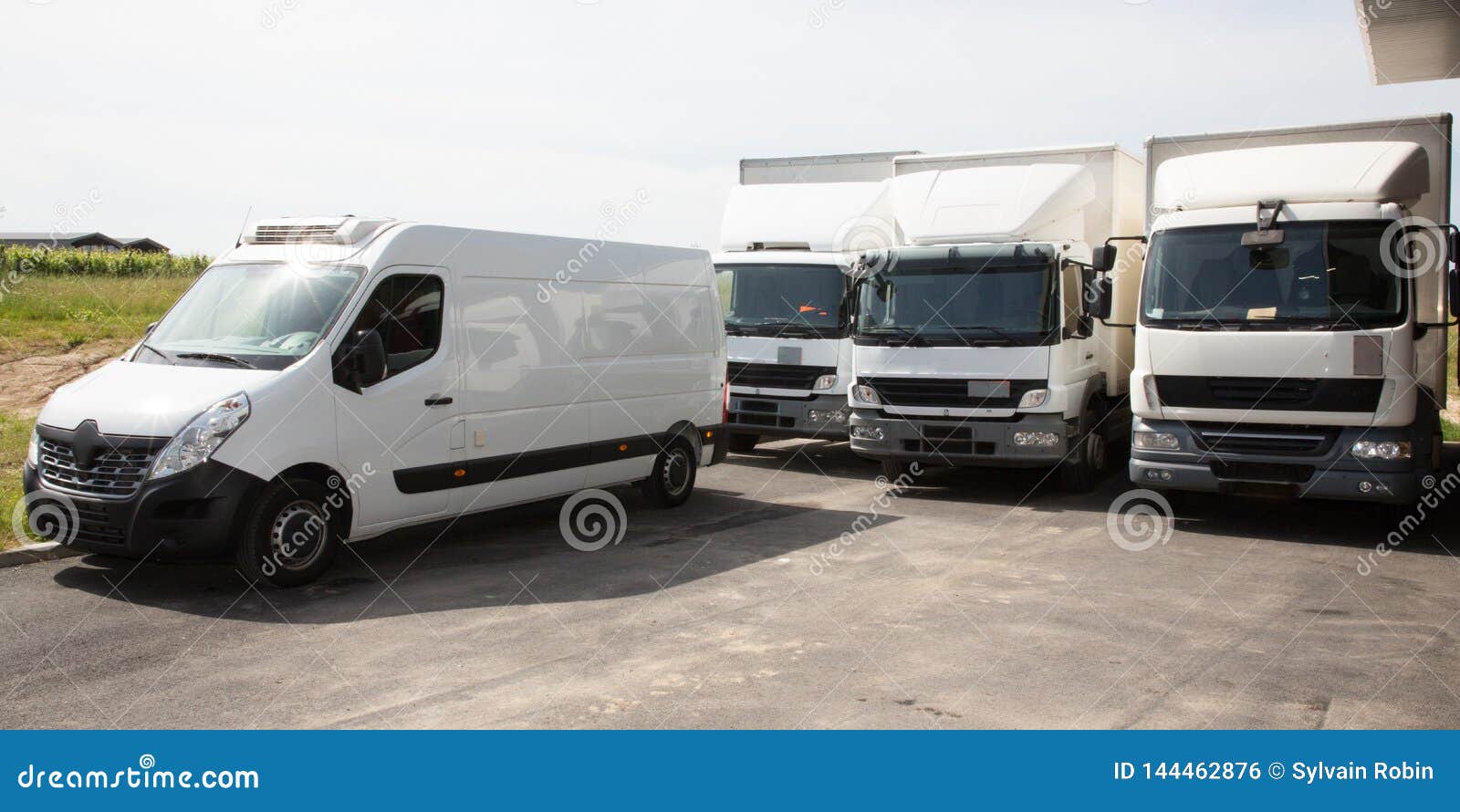 Several Delivery Van White Logistic Truck for Service Transportation ...