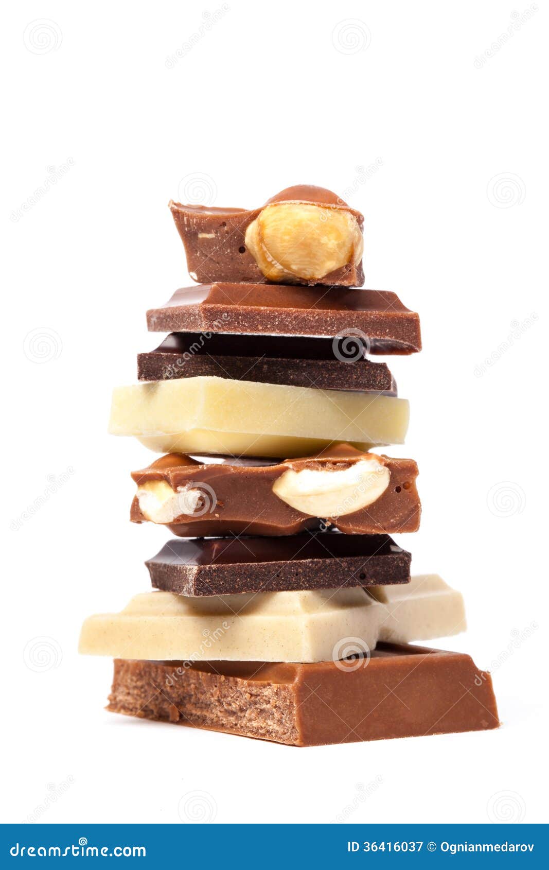 Several Different Chocolate Pieces Stock Image - Image of calories ...
