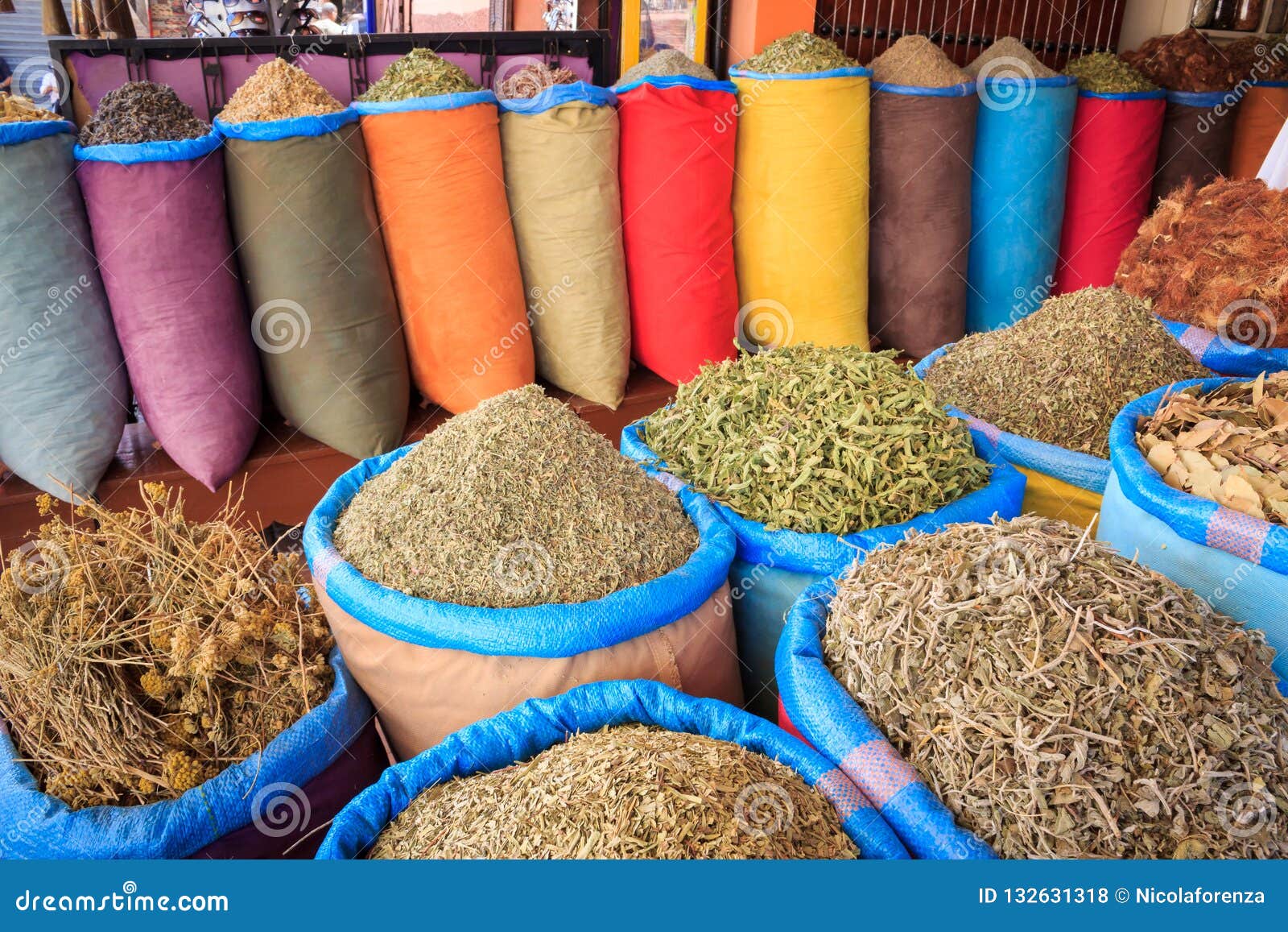 Several Different Colourful Spices in Marrakesh, Morocco Stock Photo ...