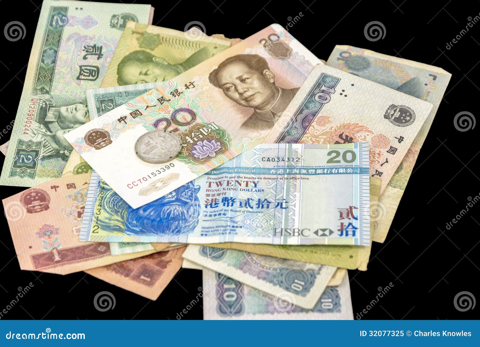 Several Different Denominations of Chinese Currency Stock Image - Image ...