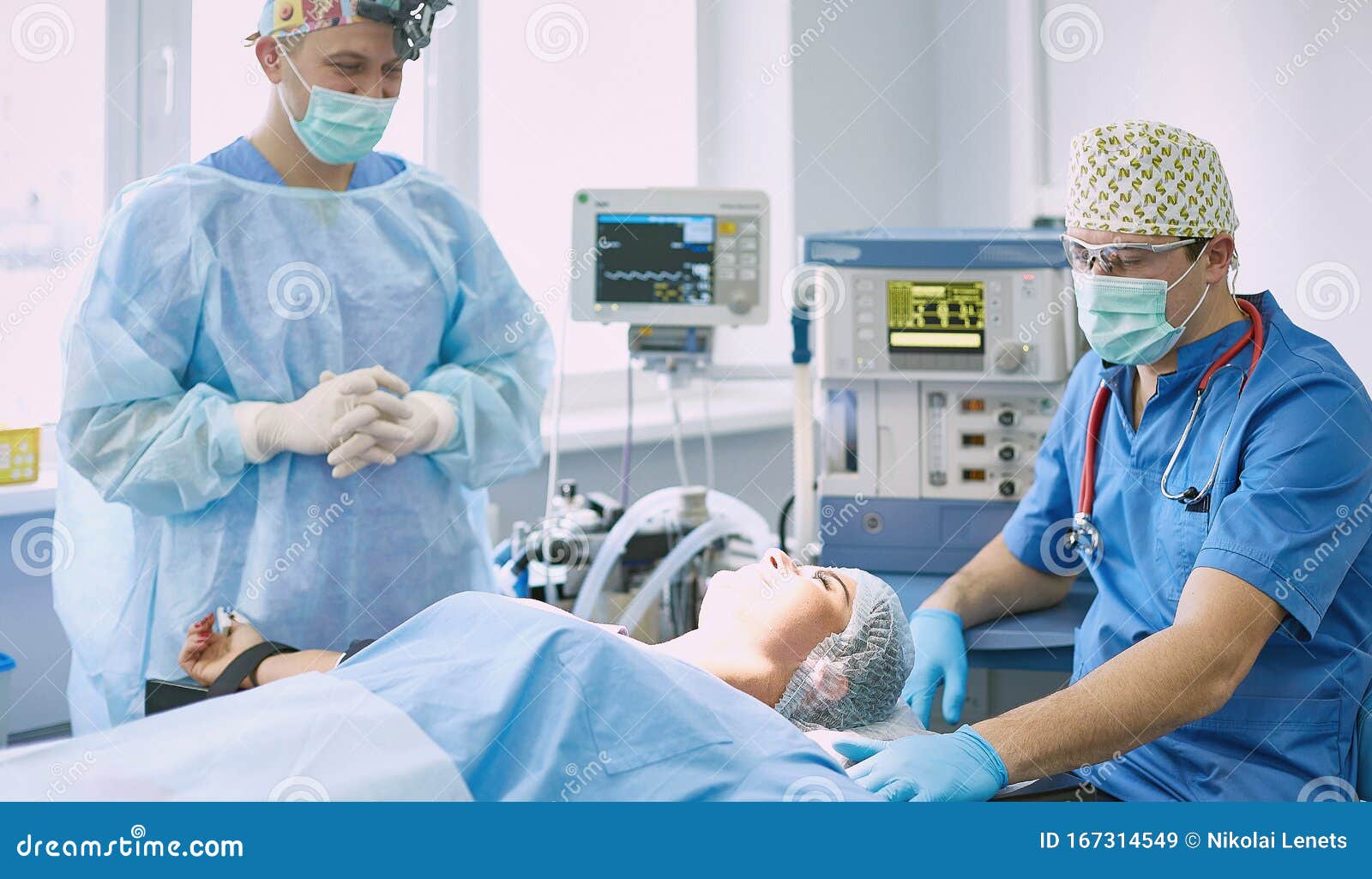 Several Doctors Surrounding Patient on Operation Table during T Stock ...