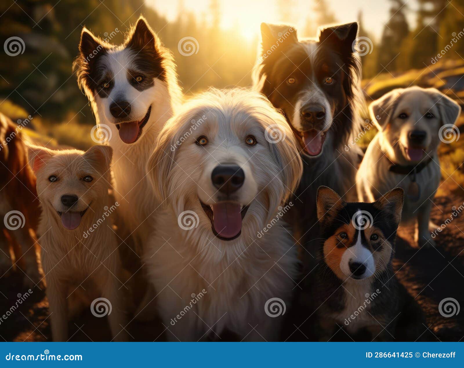 Several Dogs Take a Group Selfie Stock Image - Image of modern, selfie ...