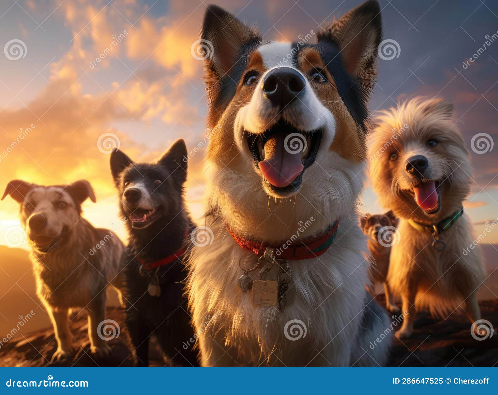 Several Dogs Take a Group Selfie Stock Image - Image of domestic ...