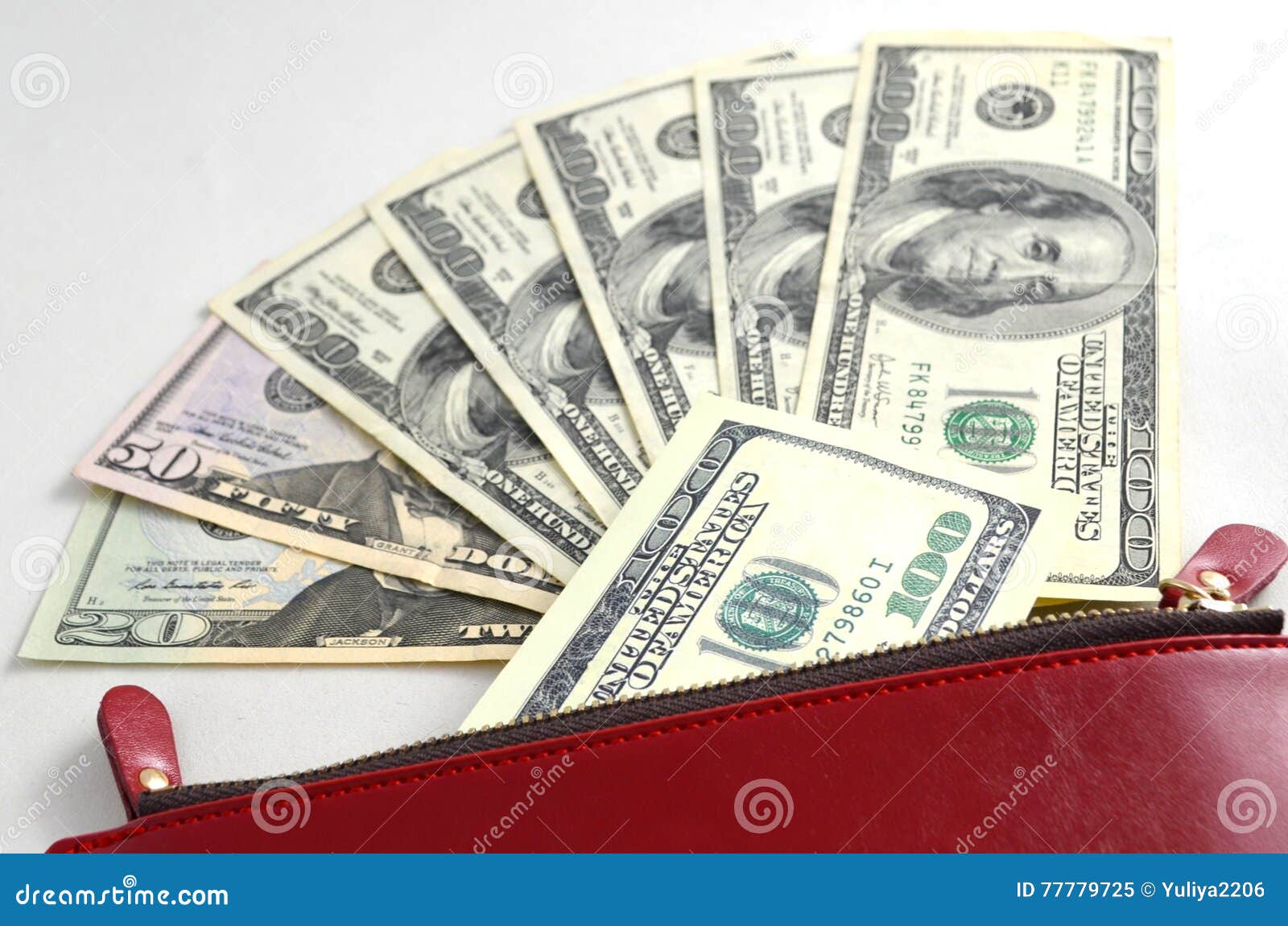 Several Dollar Bills in a Red Purse Stock Image - Image of dollars ...