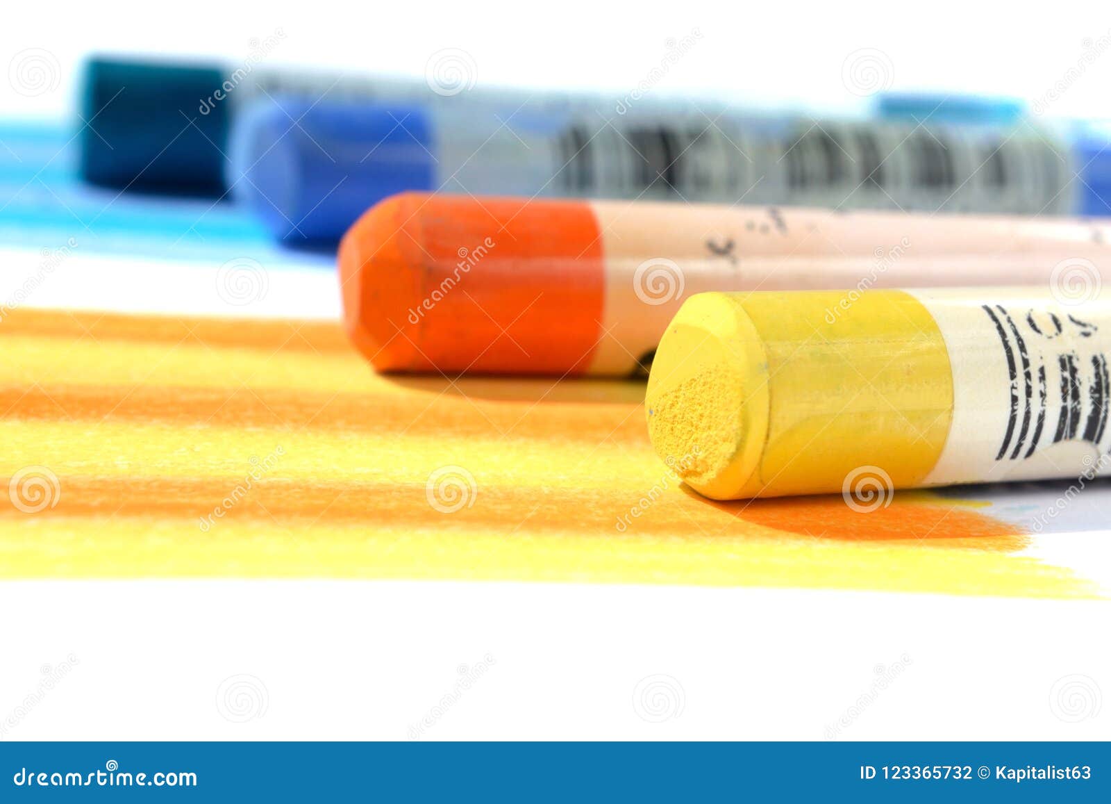 Several Dry Pastels on a White Stock Photo - Image of look, artwork ...