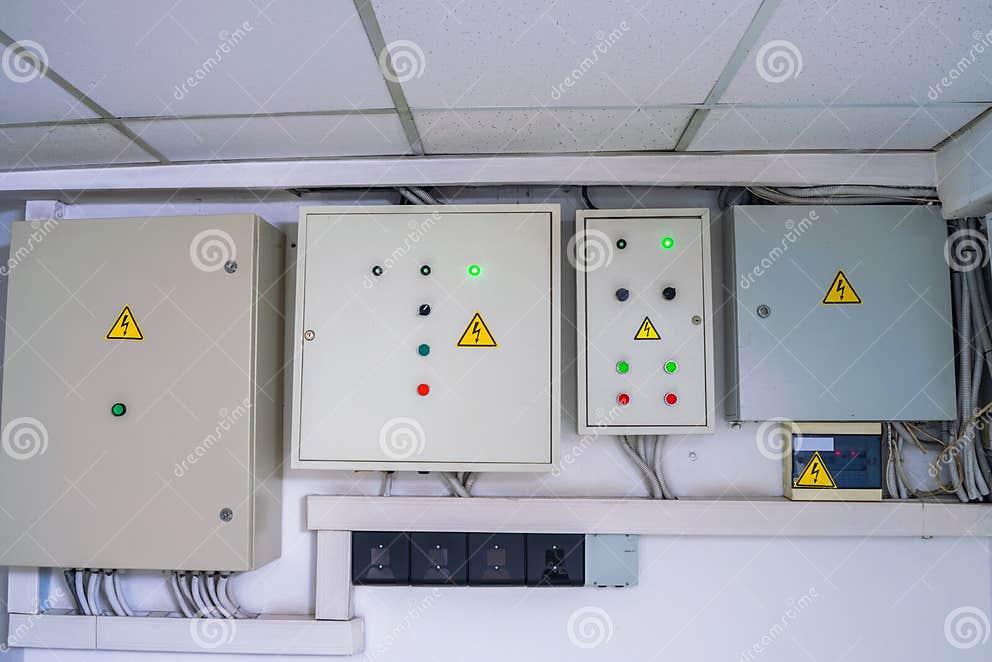 Several Electrical Boxes Containing the Buttons and Display of the ...