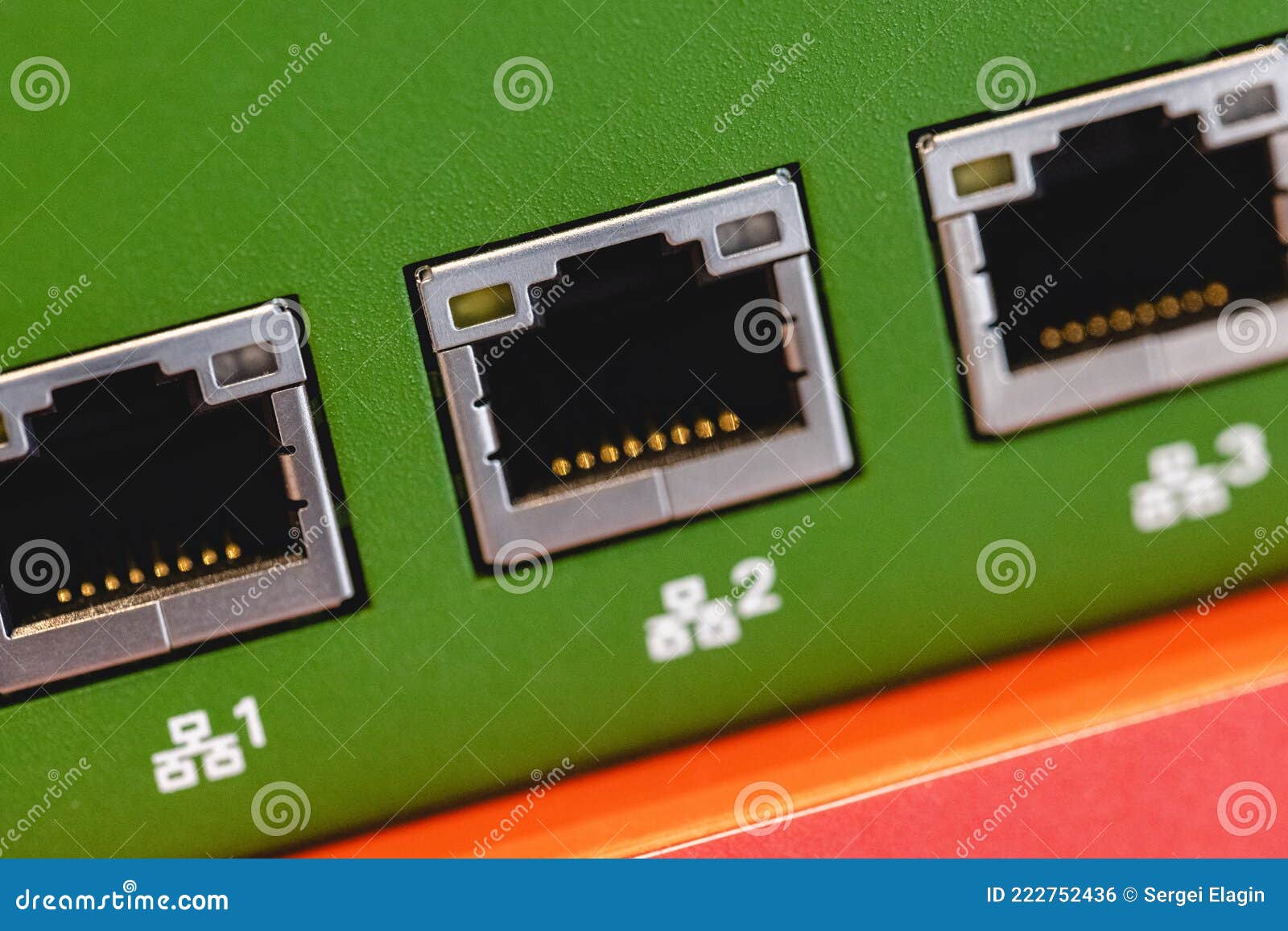 Several Ethernet Connection Port on the Side of the Device Stock Photo ...