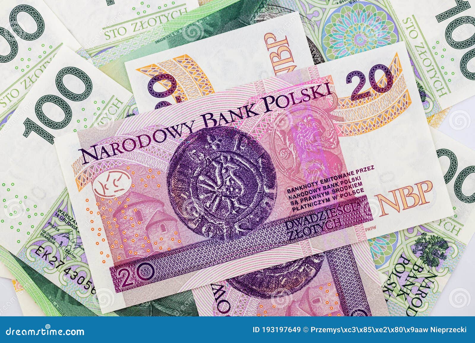 Several Examples of Polish Bank Notes Stock Image - Image of 20pln ...