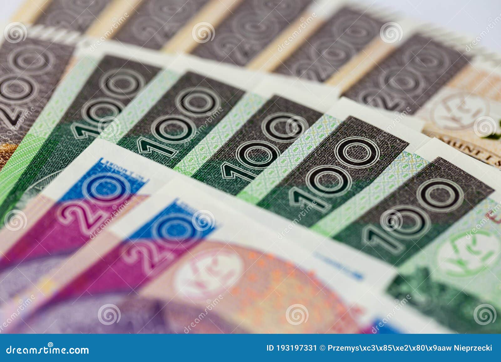 Several Examples of Polish Bank Notes Stock Image - Image of financial ...
