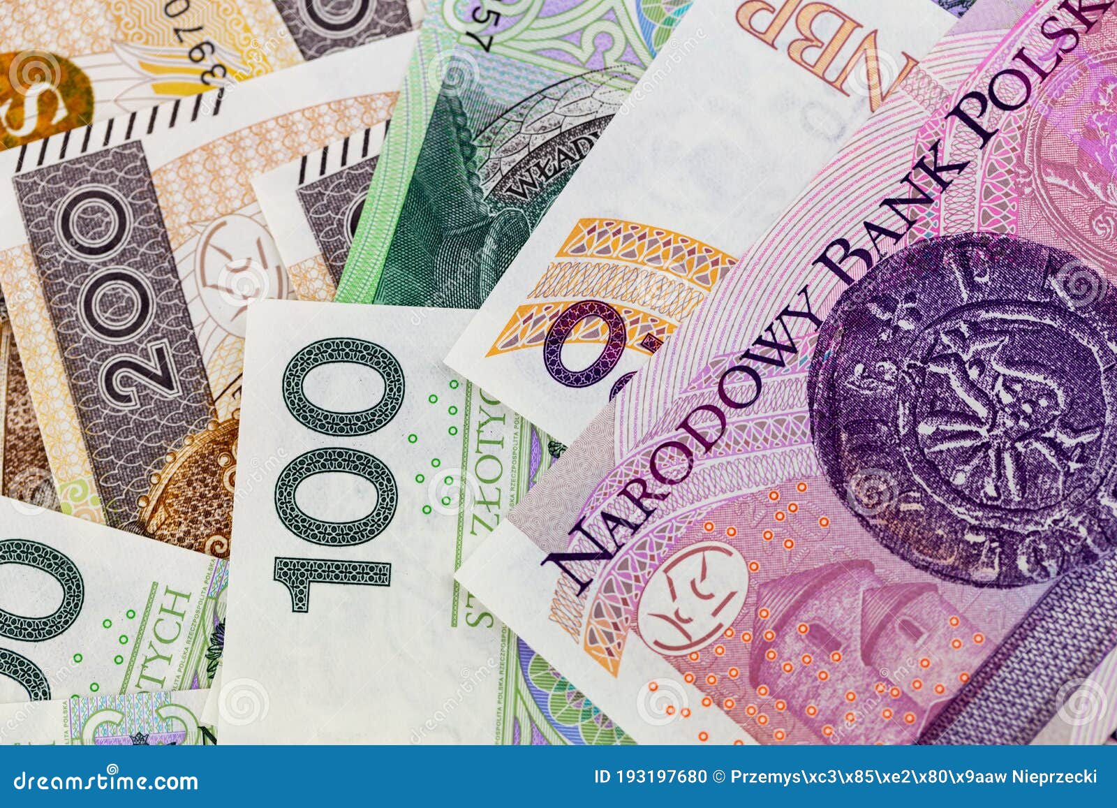 Several Examples of Polish Bank Notes Stock Photo - Image of 200pln ...