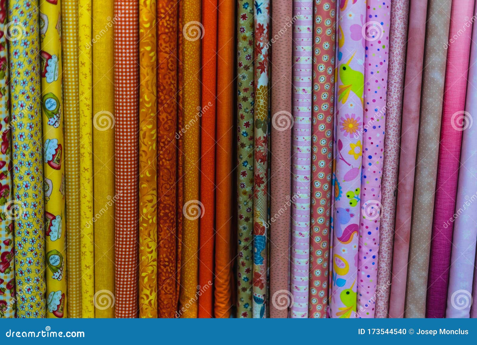 Several Fabrics in Different Patterns and Colors Stock Photo - Image of ...