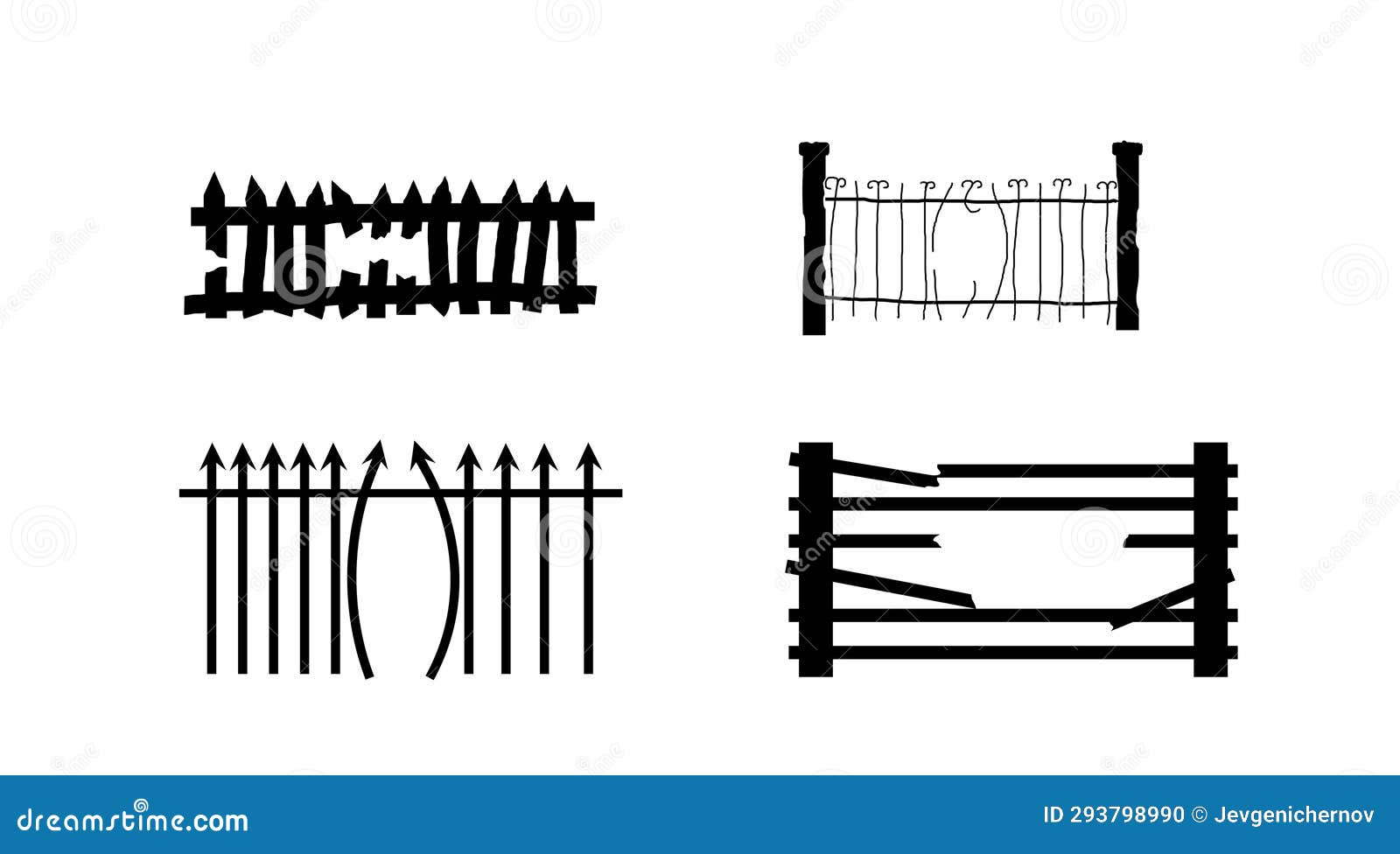 Broken Gates Set Isolated on White Stock Vector - Illustration of ...