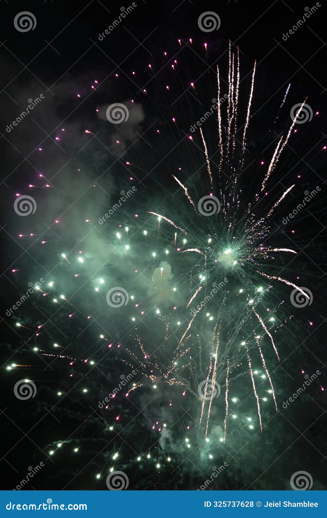 Multiple Fireworks at Night. Stock Photo - Image of colorful, contrast ...