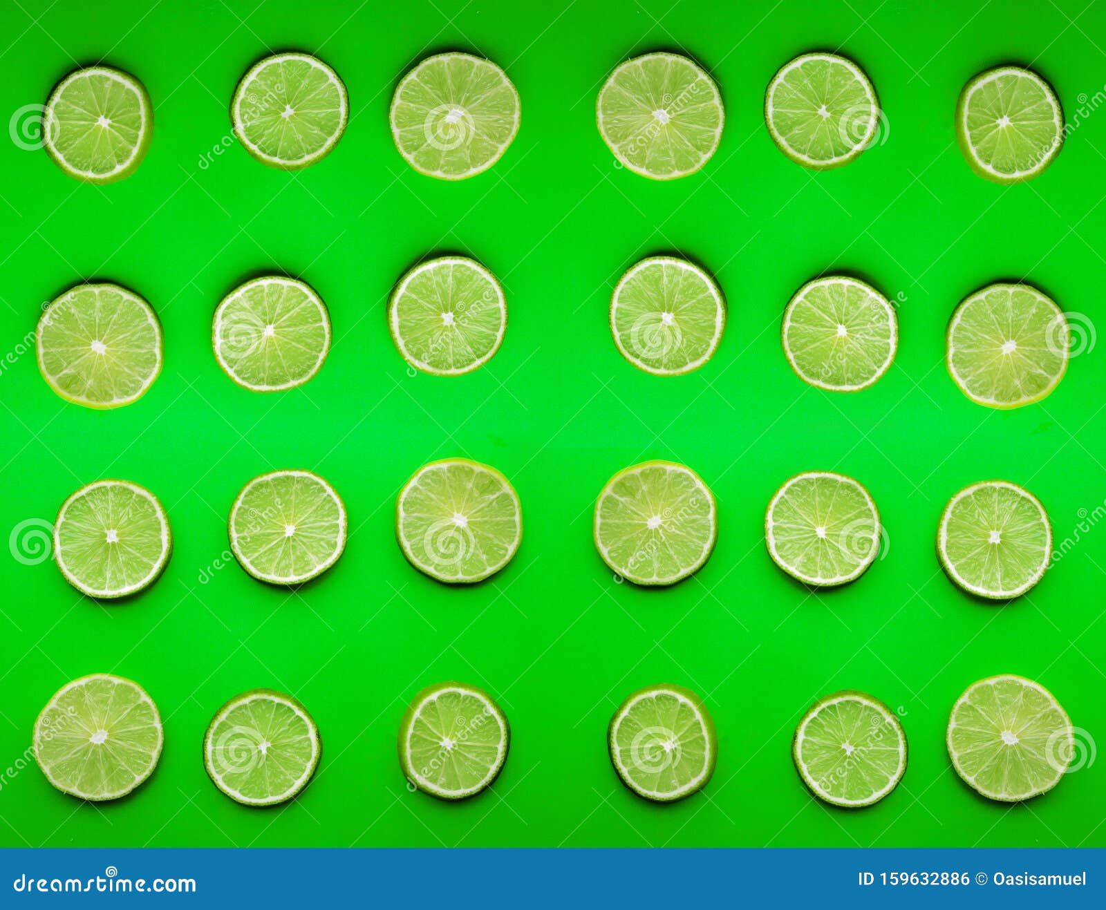 Several Lime Slides on a Green Background Stock Photo - Image of nature ...
