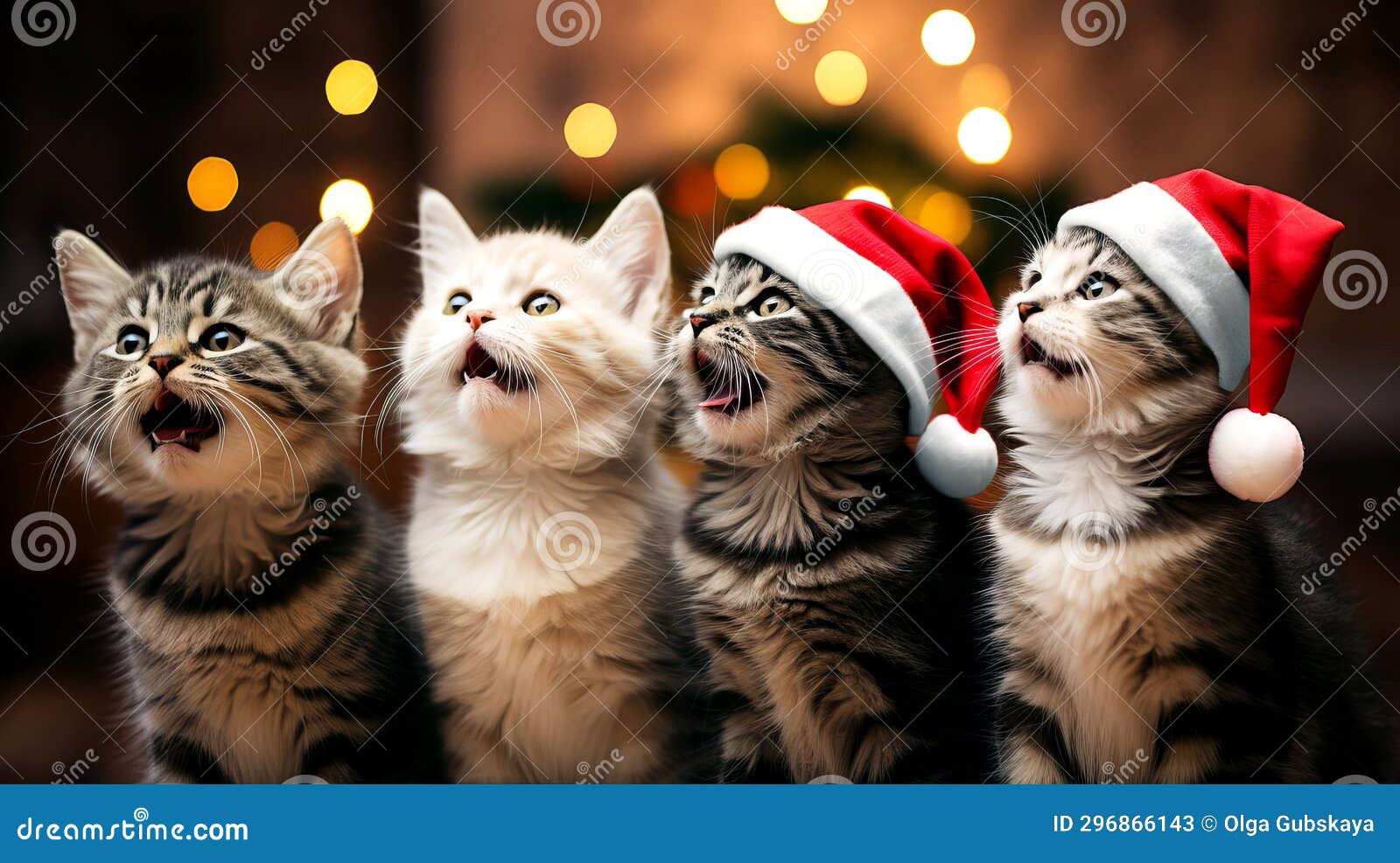 Several Funny Cats Singing Christmas Carols. AI Generated Stock Image ...