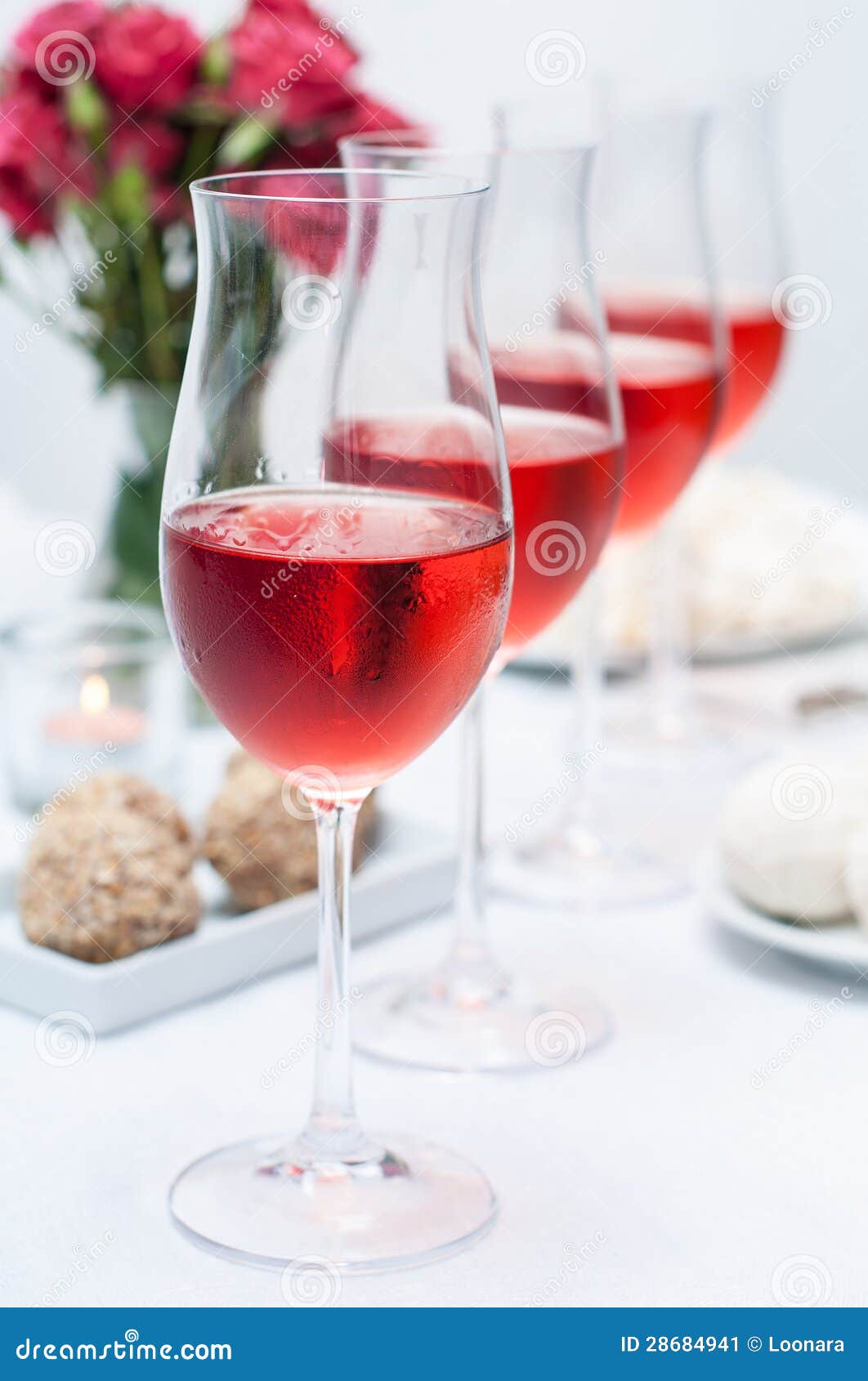 Several Glasses of Rose Wine Stock Image - Image of cheerful, large ...