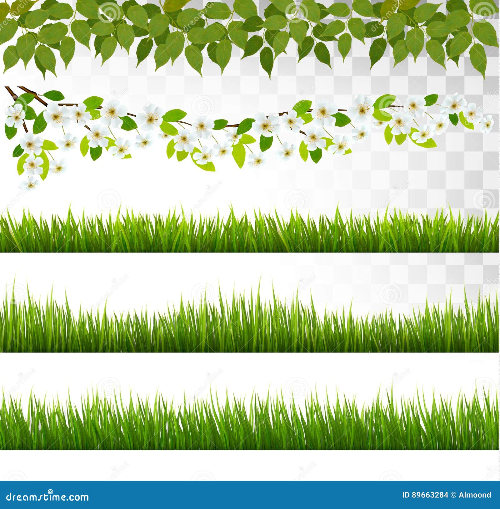Several Grass Borders. Vector. Stock Vector - Illustration of bloom ...