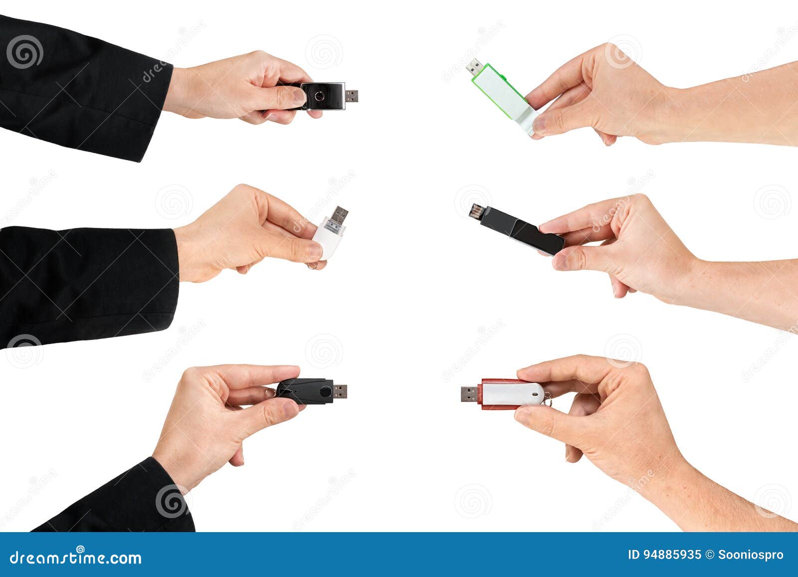 Several Hands Grabbing a USB Flash Drive Stock Image - Image of storage ...