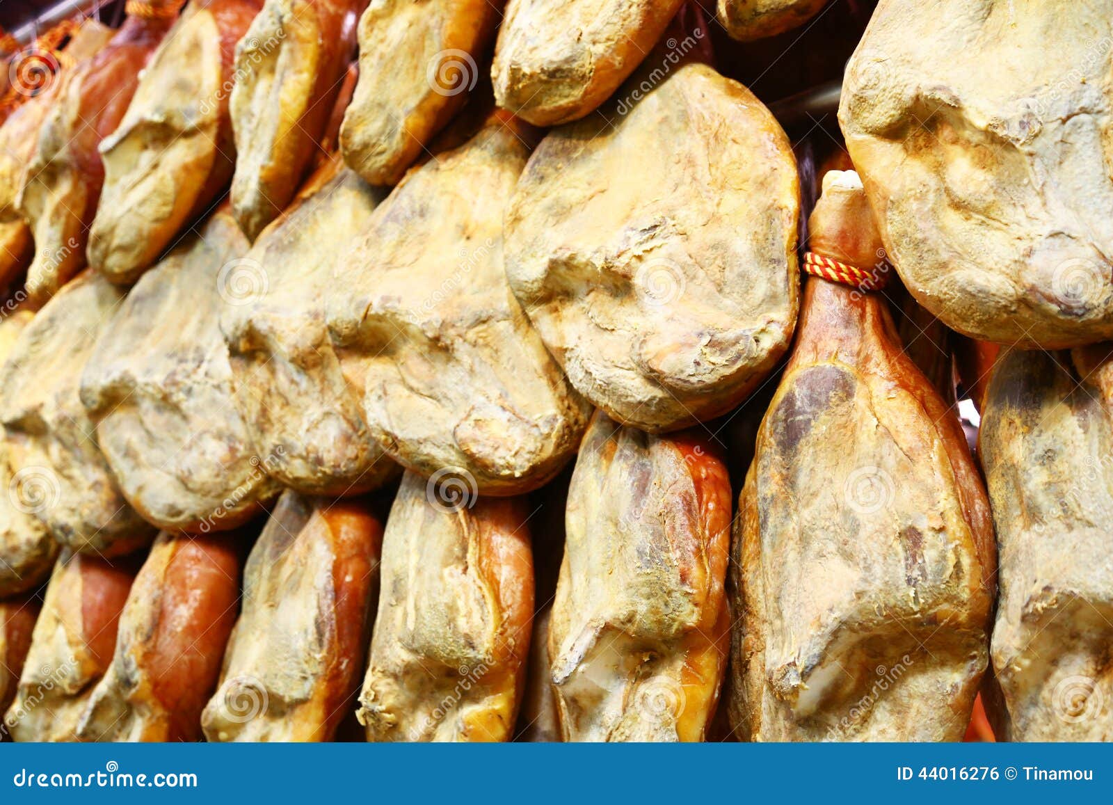 Several Hanging Spanish Hams Stock Photo - Image of cuisine, pork: 44016276
