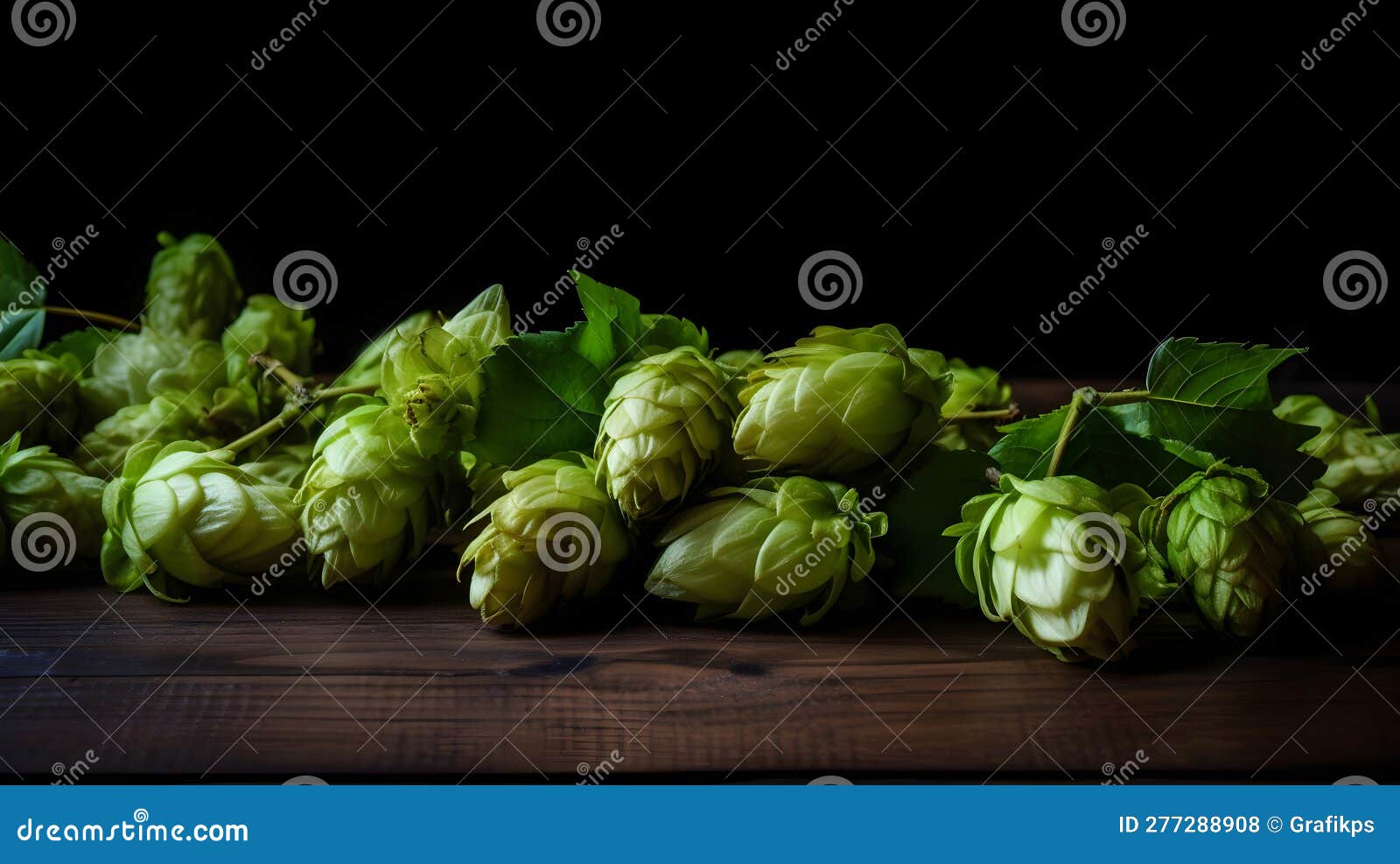 Several Hops Cones Arranged in a Pattern on a Dark Background, with ...