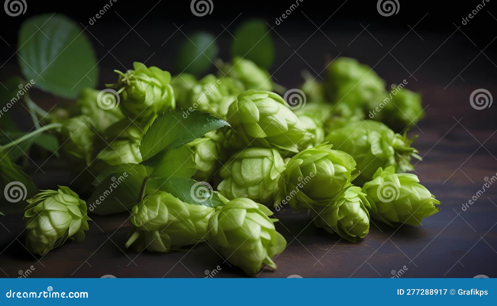 Several Hops Cones Arranged in a Pattern on a Dark Background, with ...