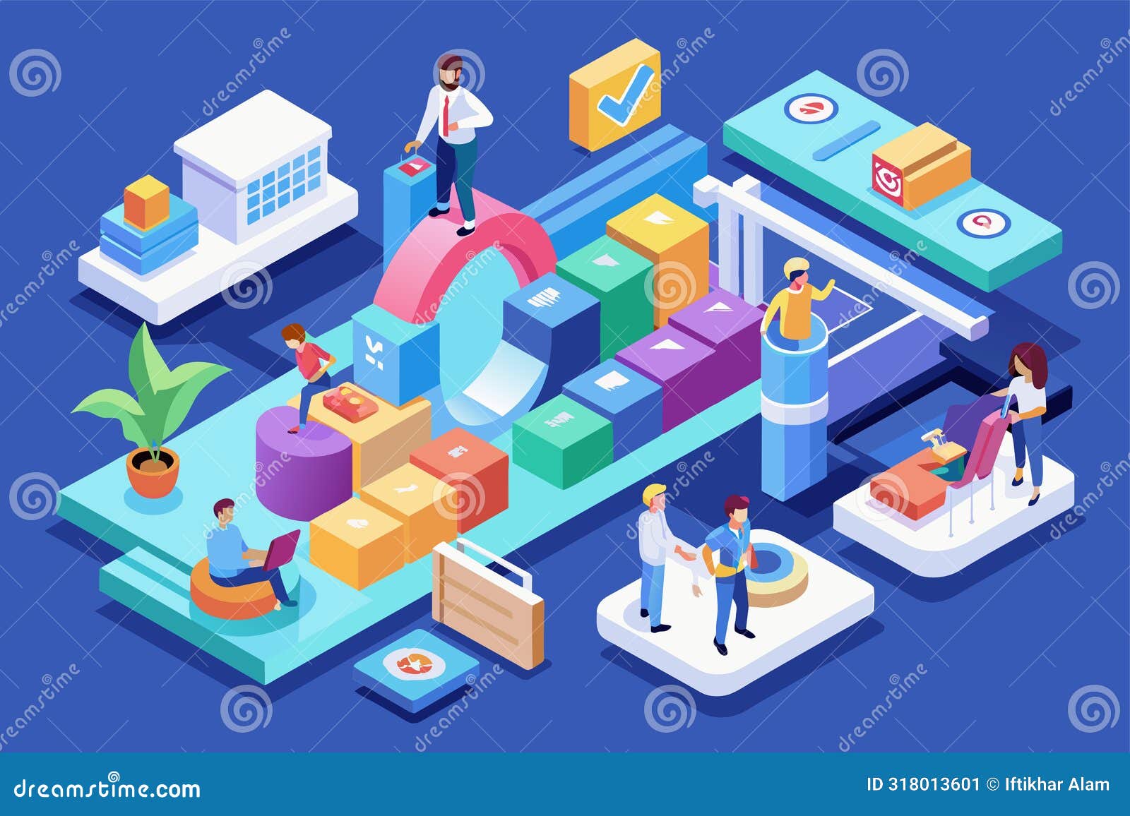 Several Individuals Standing Upright on a Vibrant Blue Surface, Agile ...