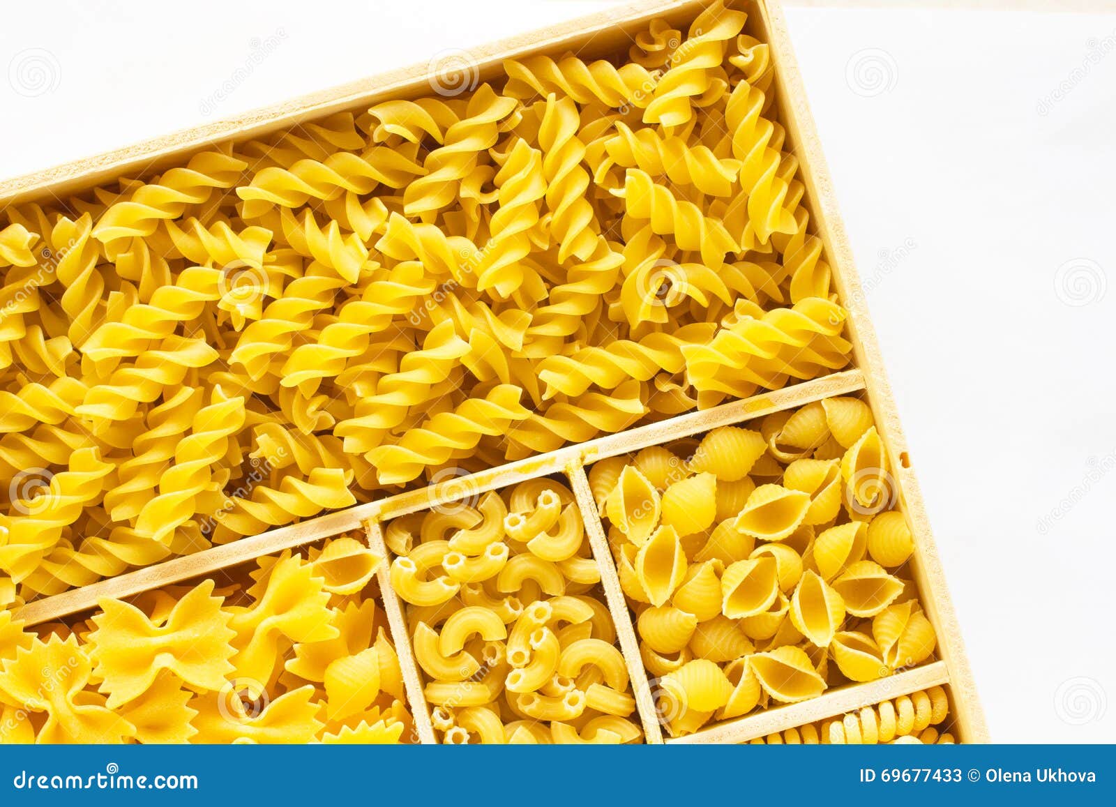 Several Kinds of of Pasta in a Box Stock Image - Image of isolated ...