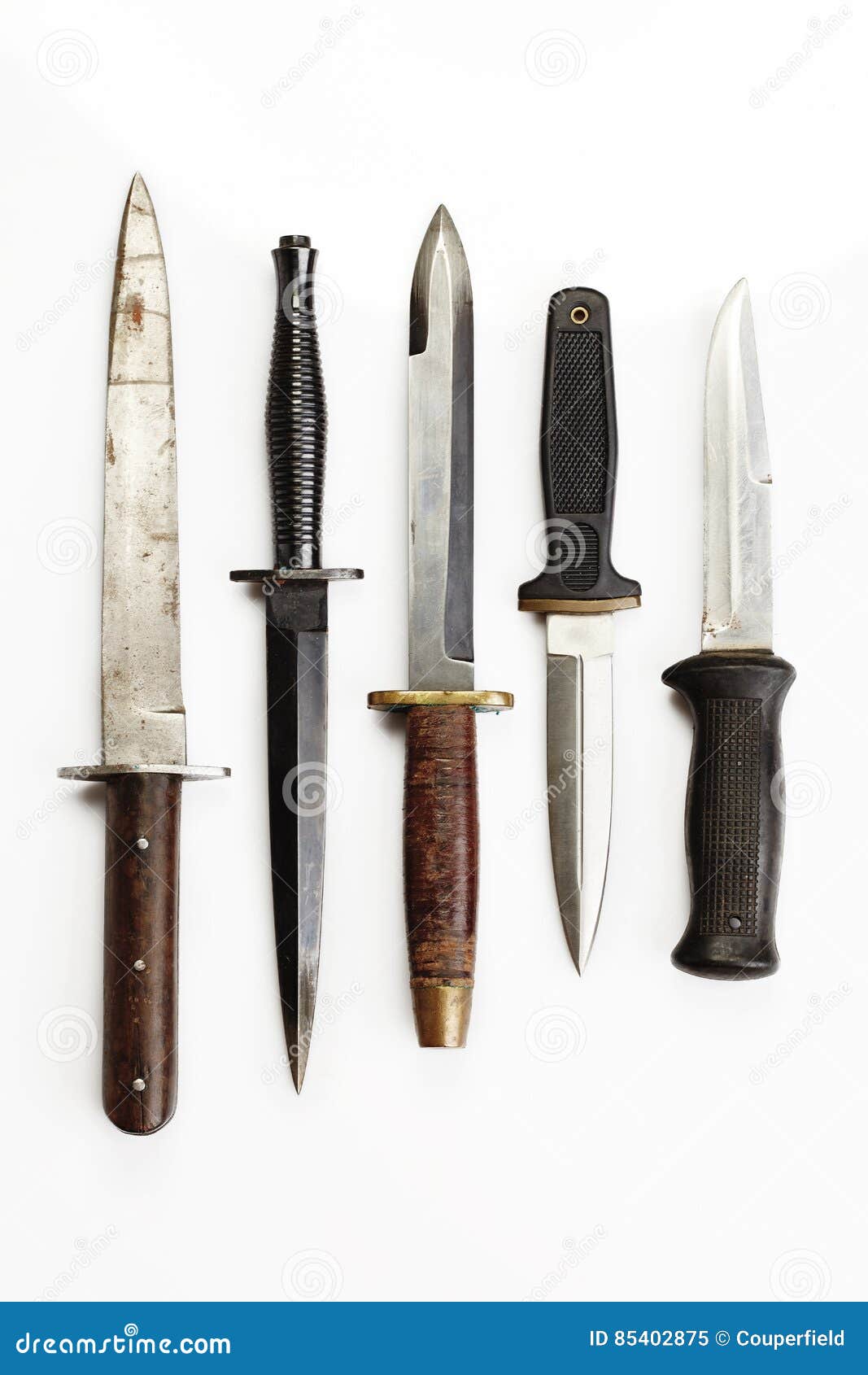 Several Knives and Daggers on White Background Stock Image - Image of ...