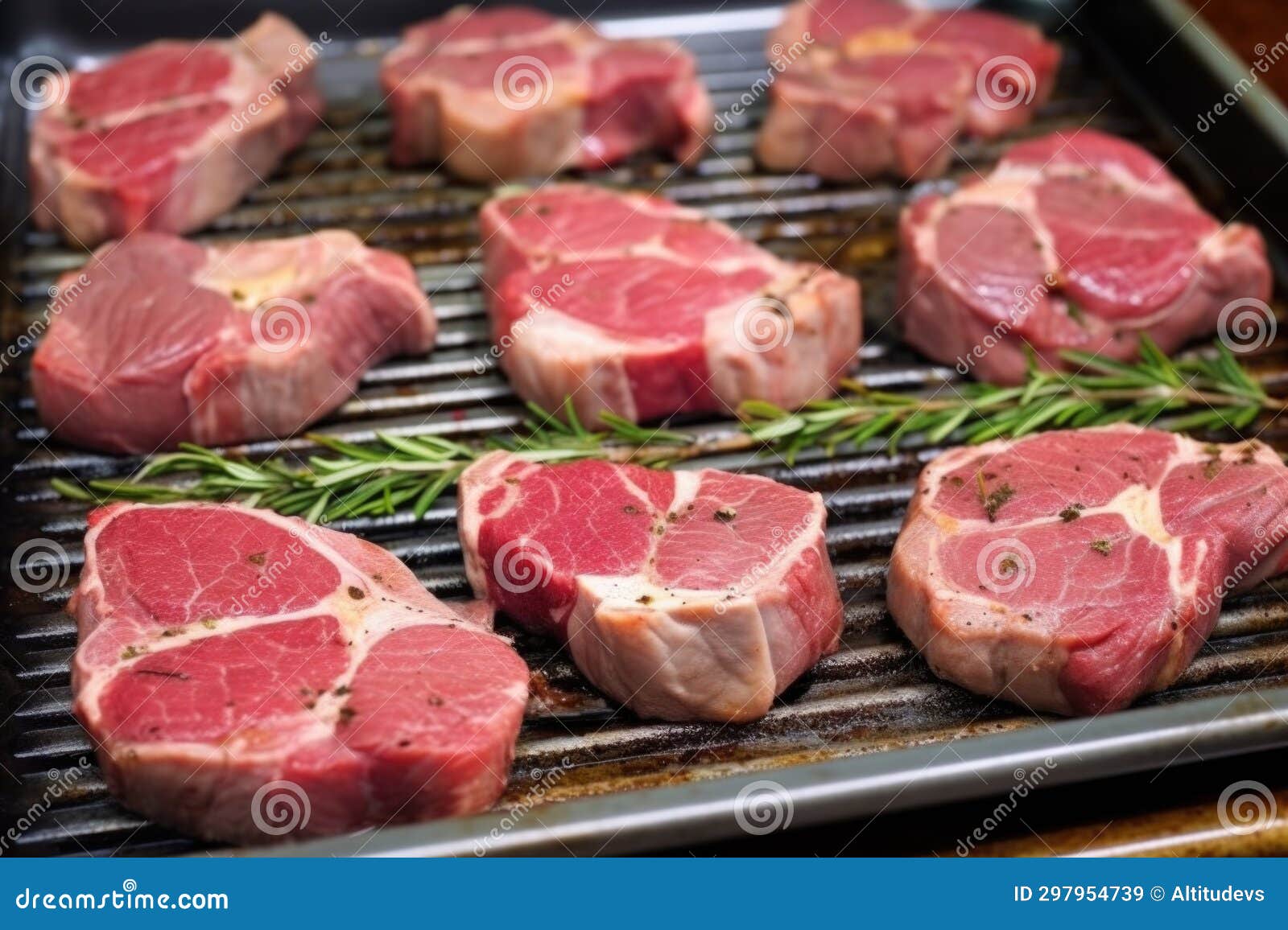 Several Lamb Chops with Grill Marks Arranged on a Roasting Pan Stock ...